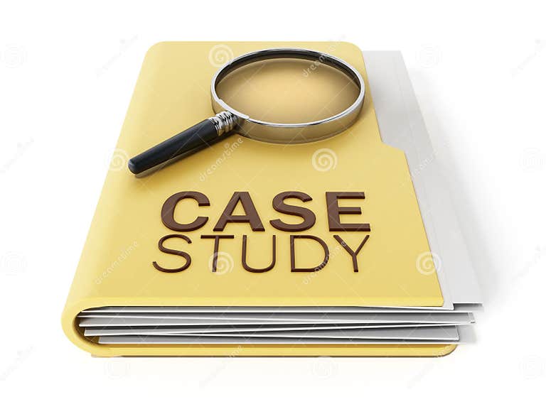 Case Study Text Under Magnifying Glass. 3D Illustration. Stock ...