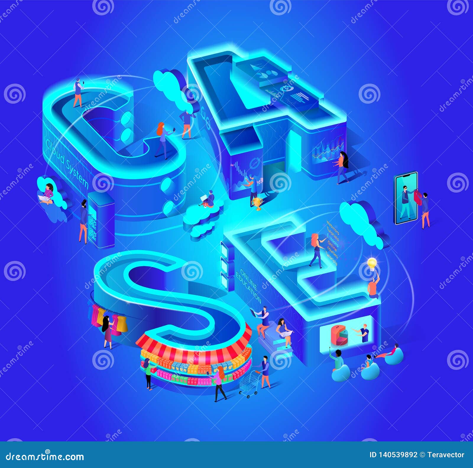 Case Vector Isometric Illustration Cloud System. Stock Vector ...
