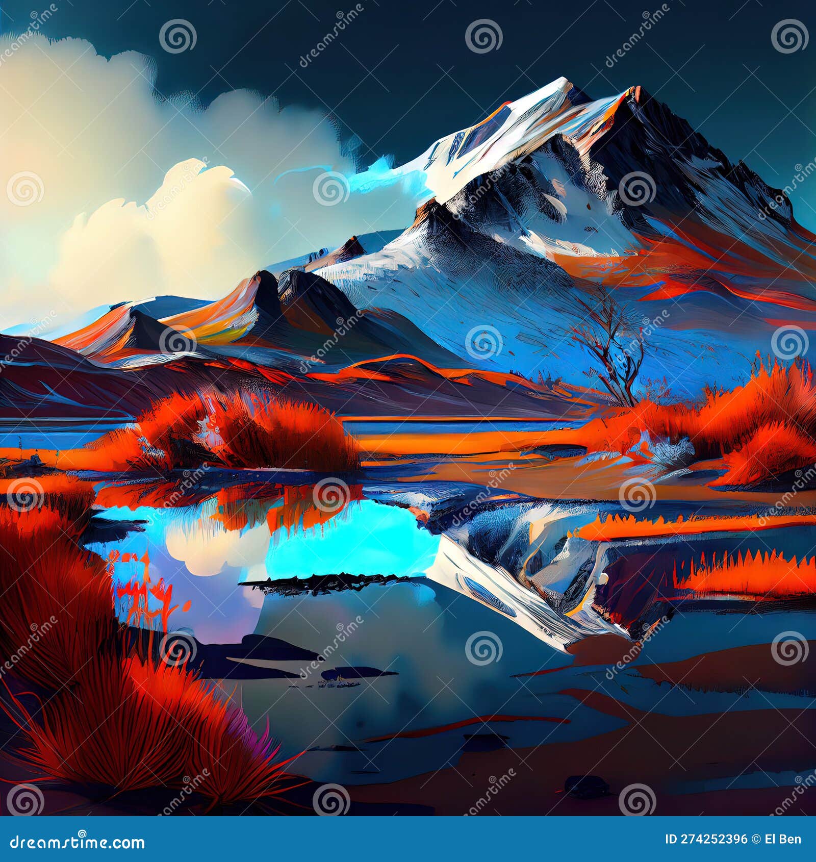 Casein Paint Landscape Art - Ai Generated Stock Illustration ...