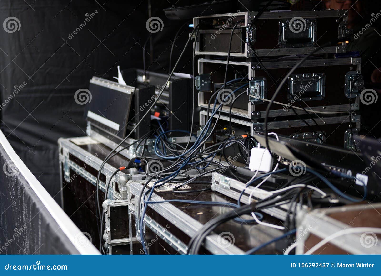 Cases and Racks from a Sound Amplification System for an Event on an ...