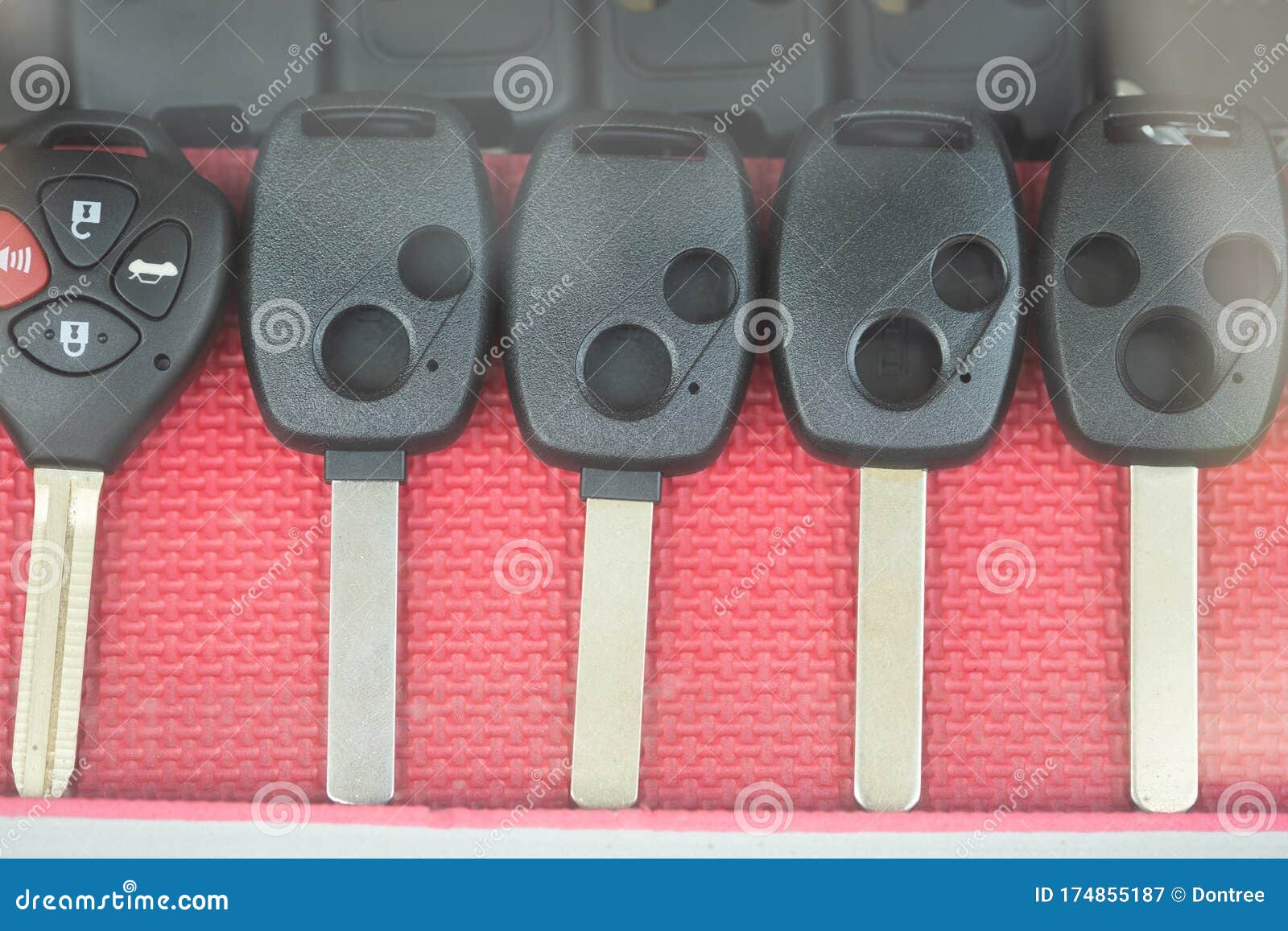 Cases for Remote Car Keys in Showcase Stock Image - Image of alarm ...