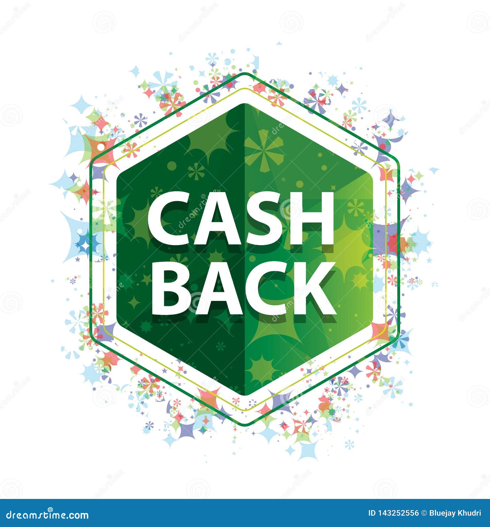 Cash Back Floral Plants Pattern Green Hexagon Button Stock Illustration ...