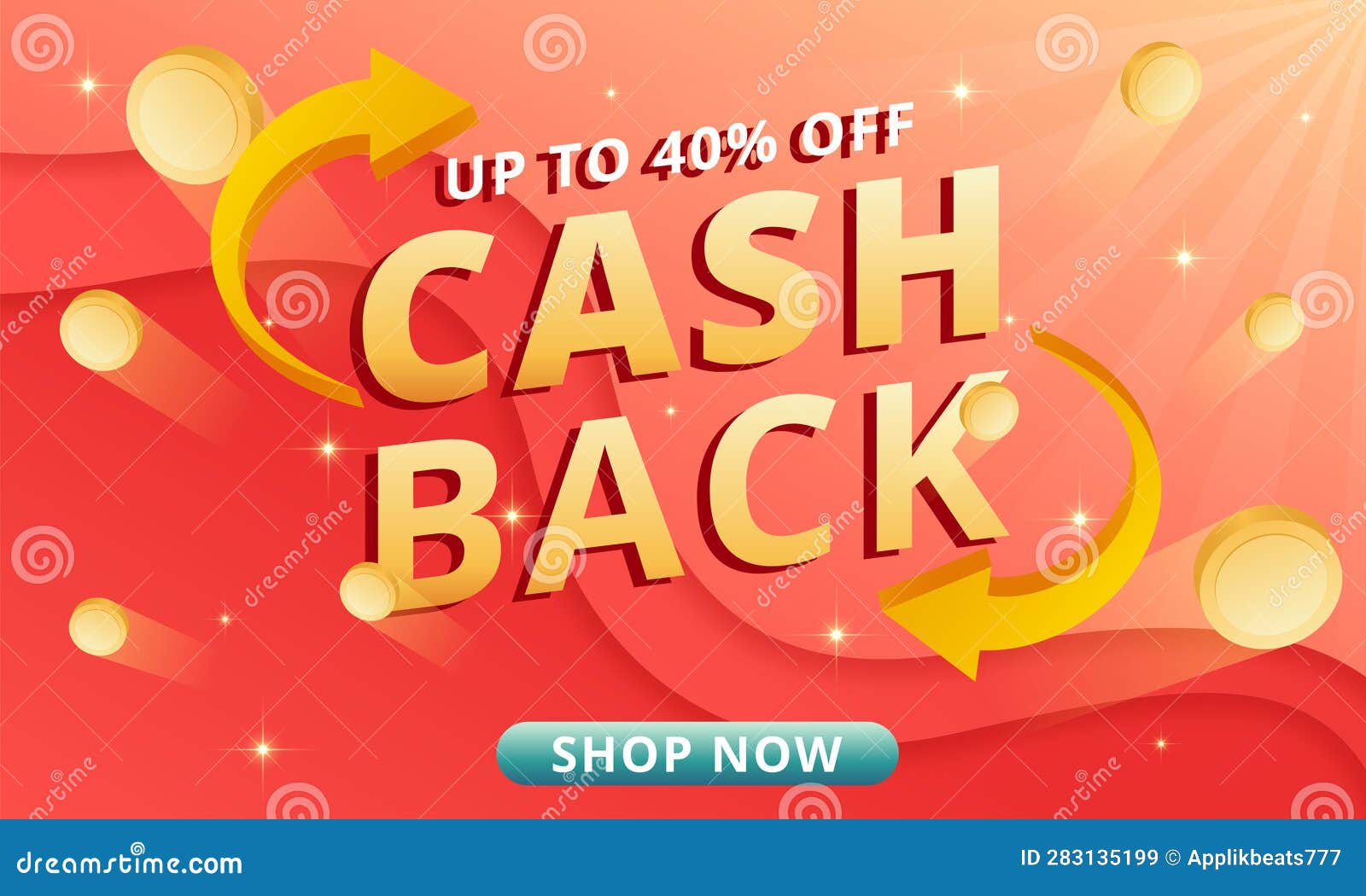 Cash Back Offers Vector Banners with Flying Coins Stock Vector ...