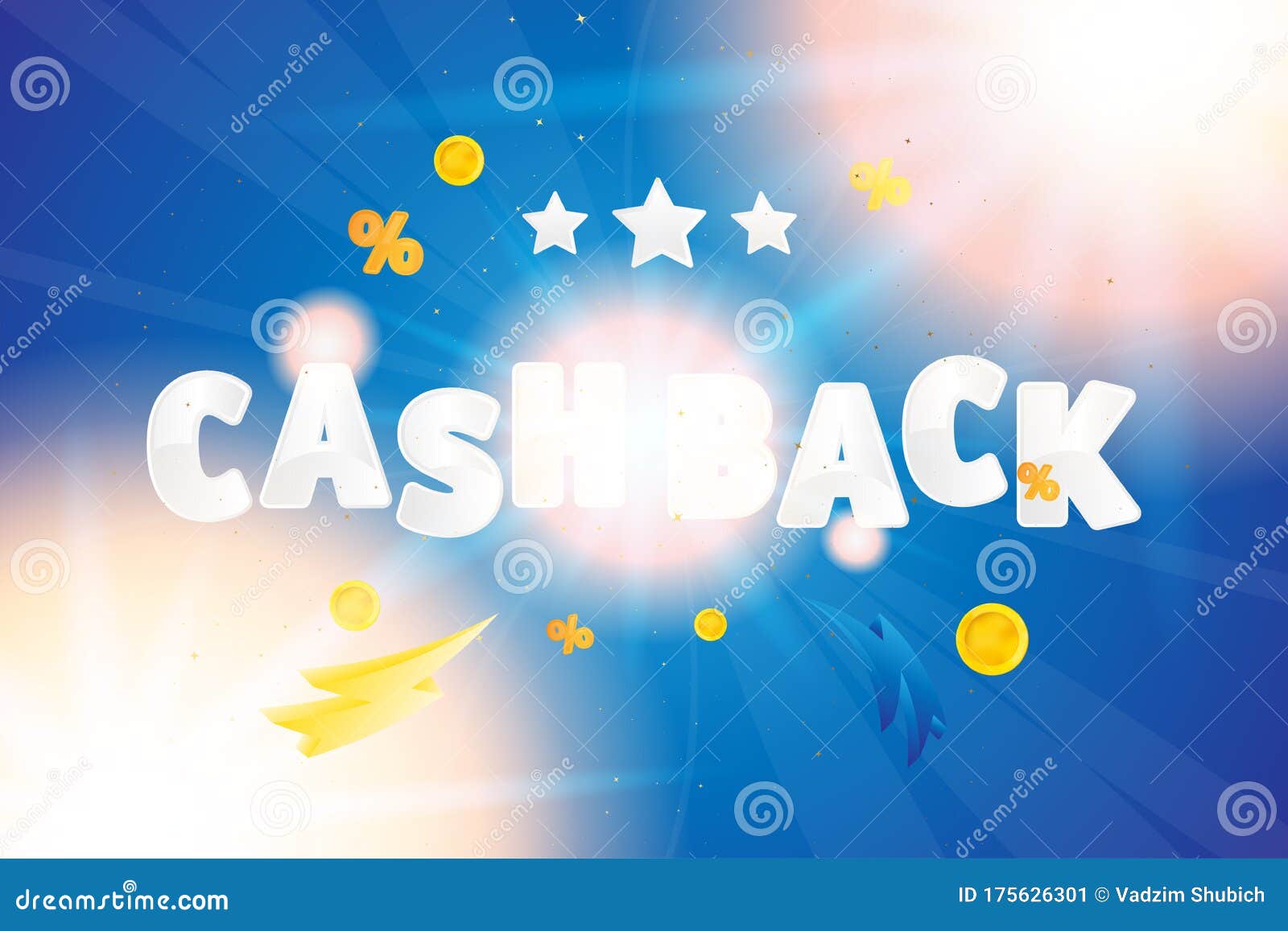 Cash Back Text on Horizontal Web Banner with Original Font on a Blue ...