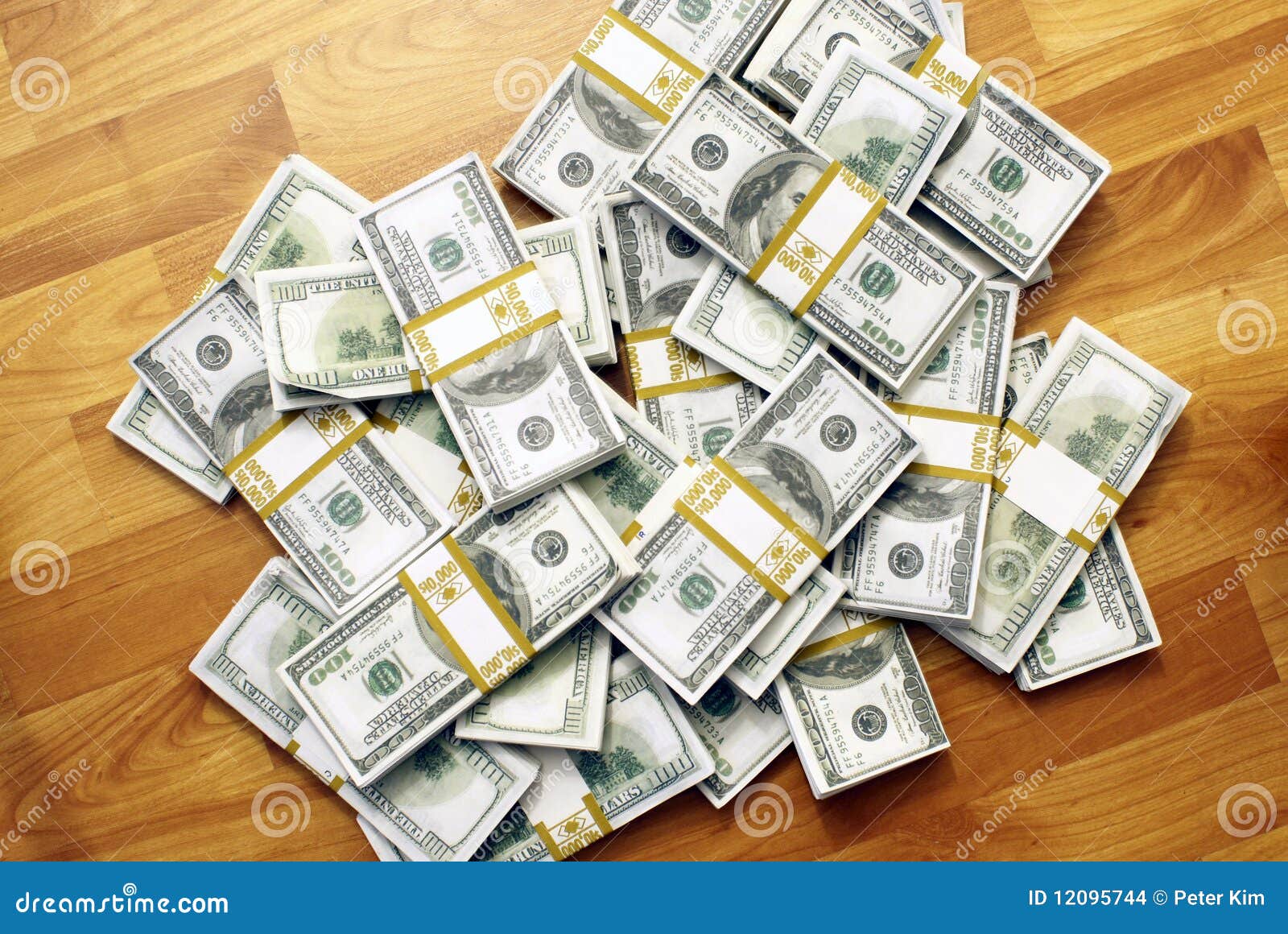 Cash bundles stock photo. Image of banking, indoor, wood - 12095744