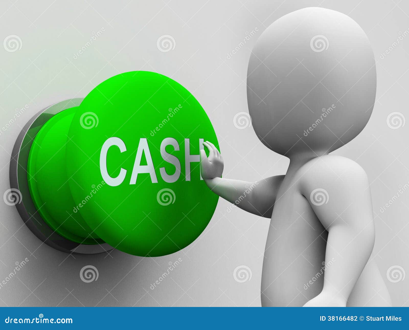 Cash Button Shows Money Earning and Spending Stock Illustration ...