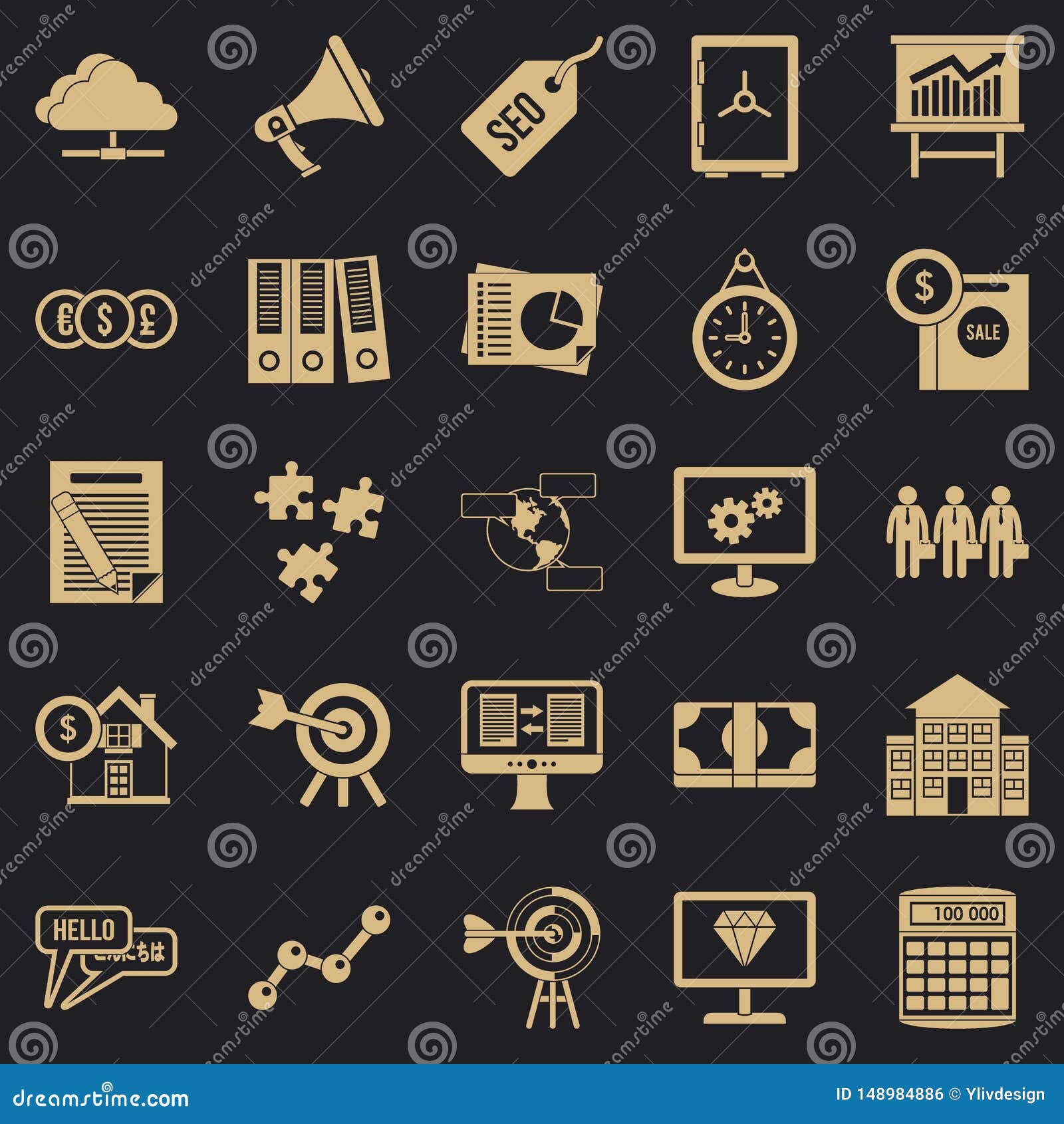 Cash Consideration Icons Set, Simple Style Stock Vector - Illustration ...