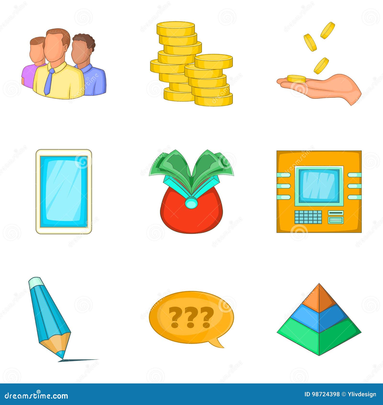 Cash Contribution Icons Set, Cartoon Style Stock Vector - Illustration ...