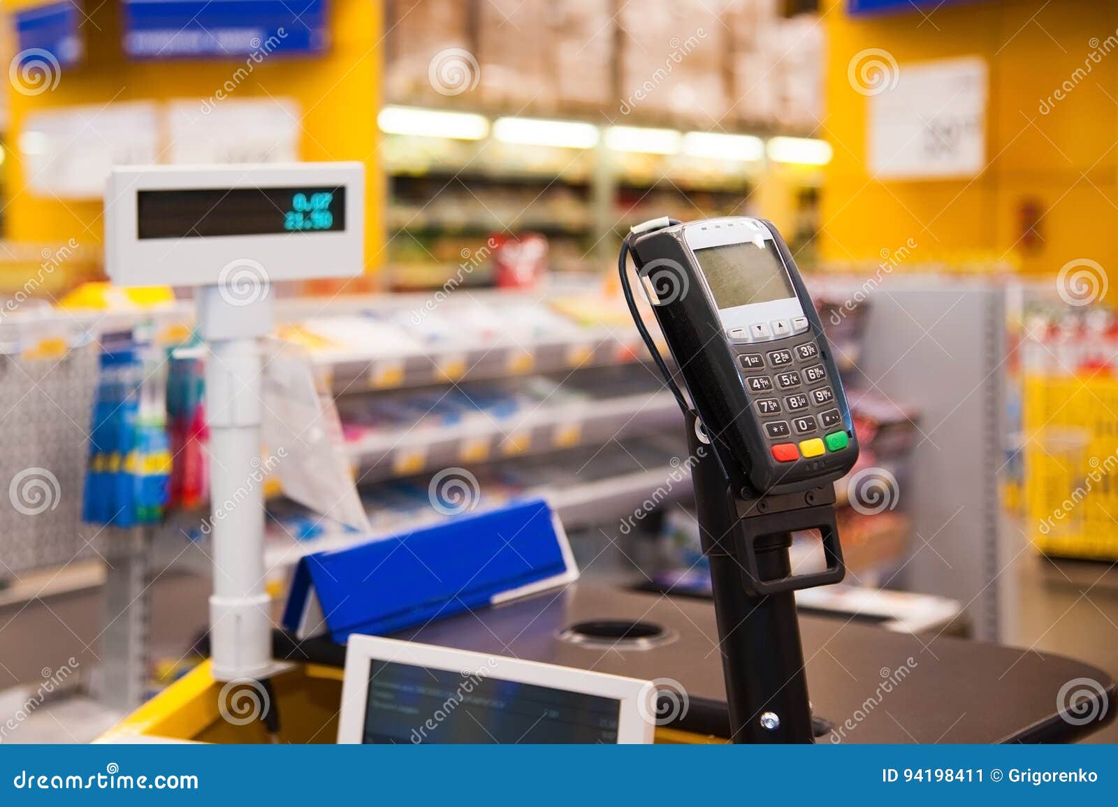 Cash Desk with Payment Terminal in Supermarket Stock Image - Image of ...