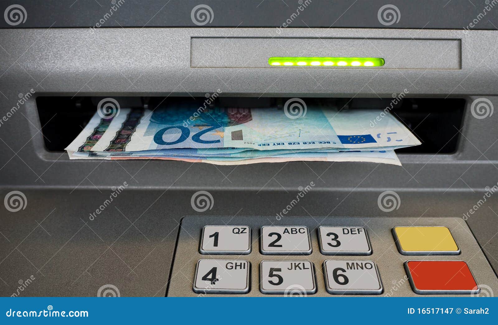 Cash dispenser with Euros stock image. Image of point - 16517147
