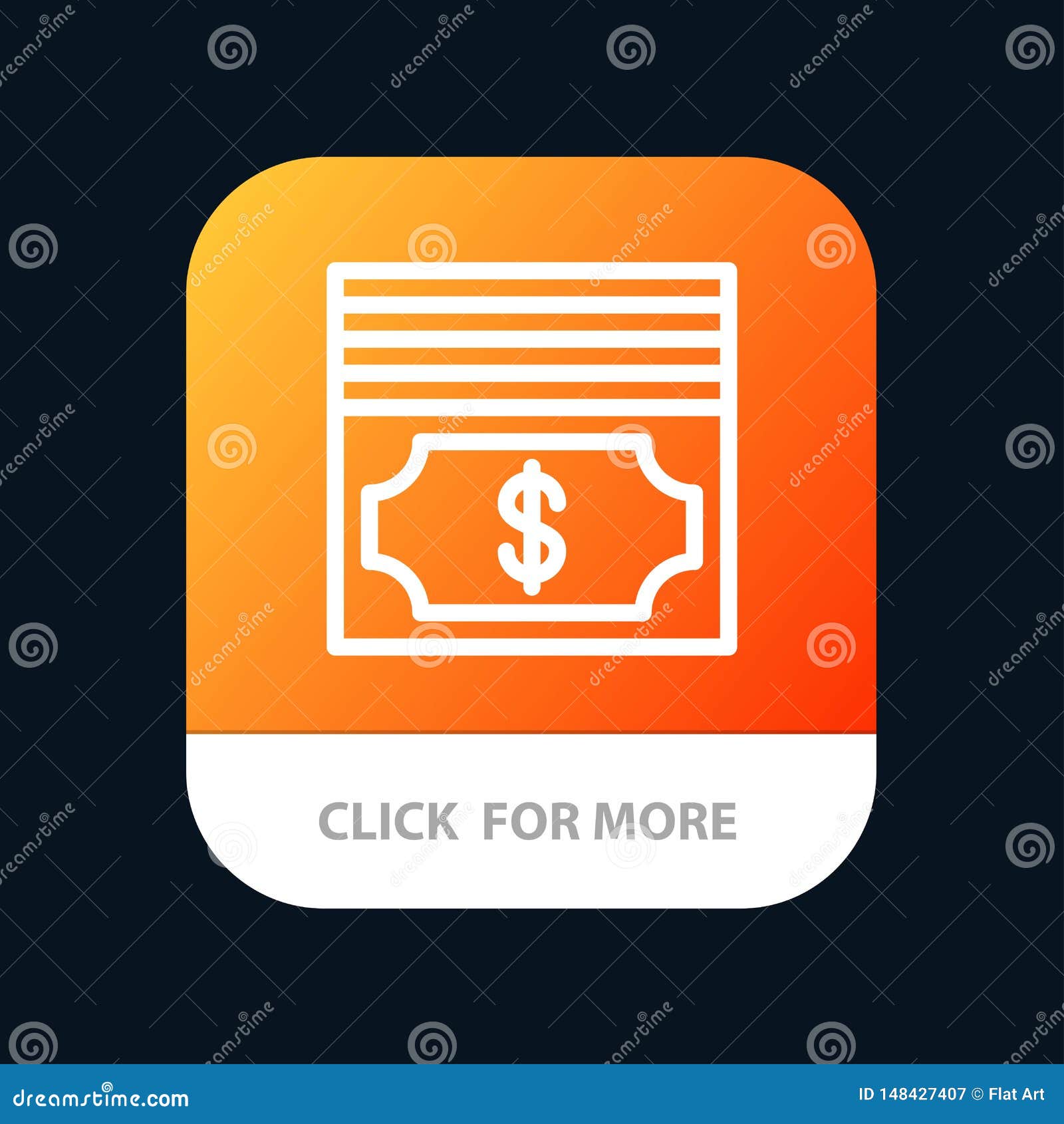 Cash, Dollar, Money Mobile App Button. Android and IOS Line Version ...