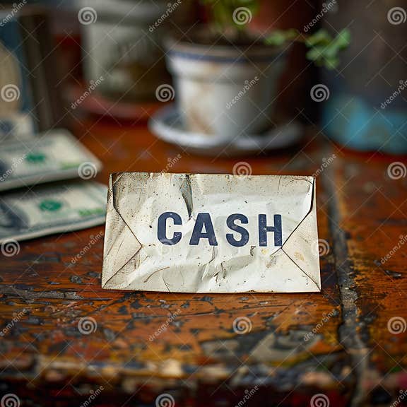 Cash Envelope Package with Cash Label on Table for Secure and ...