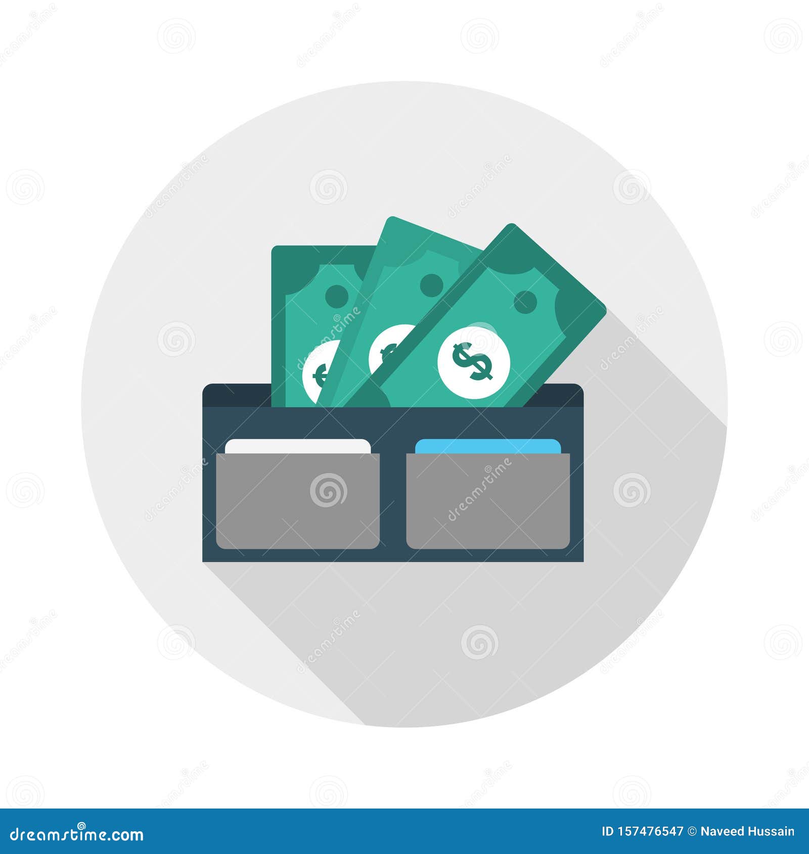 Cash flat vector icon stock illustration. Illustration of purse - 157476547