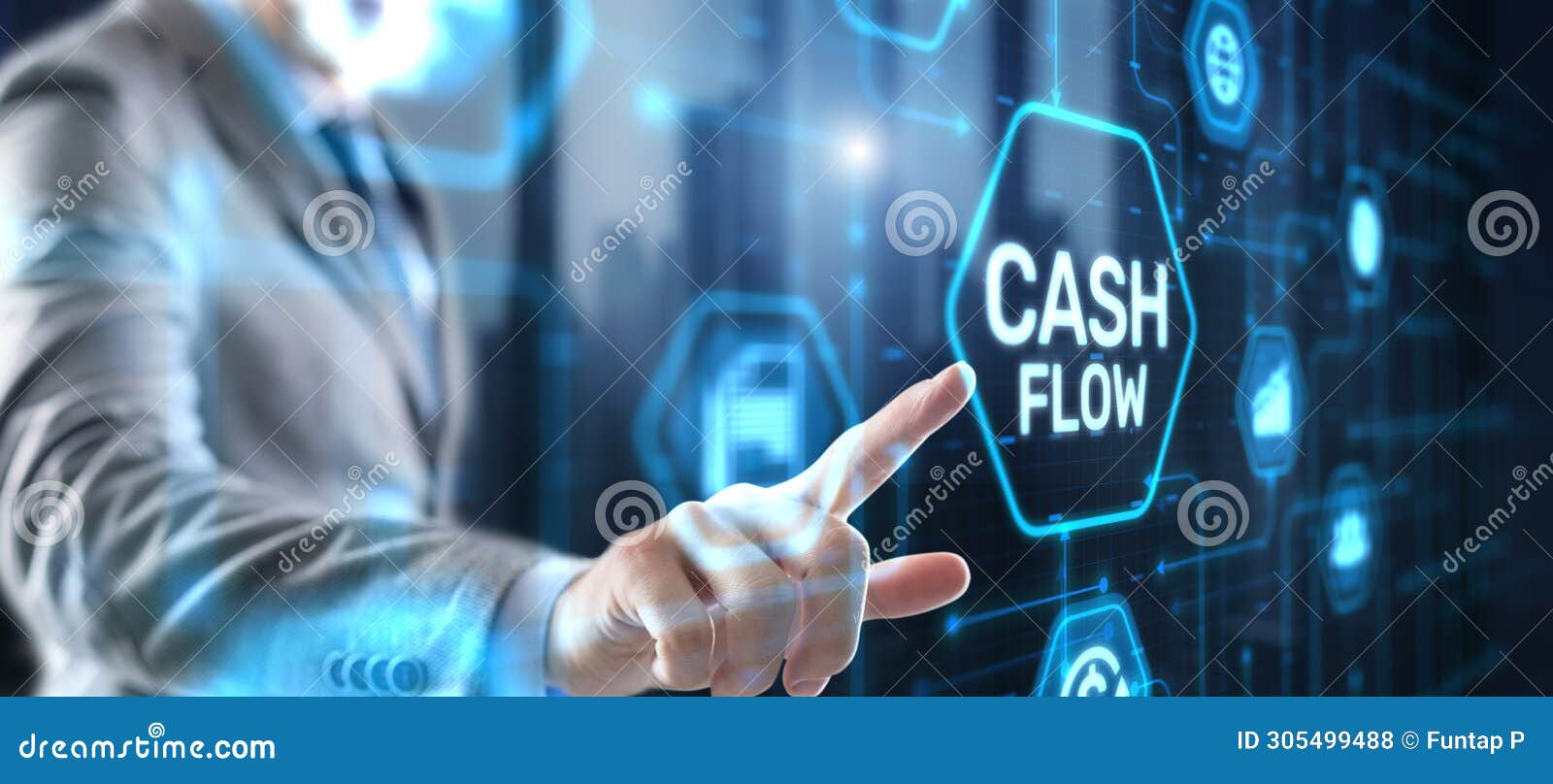 Cash Flow Button on Virtual Screen. Businessman Drawing Cash Flow ...