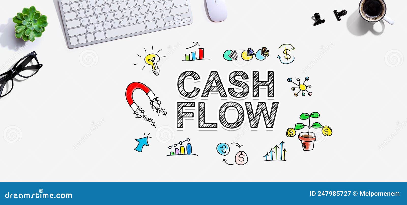 Cash Flow with a Computer Keyboard Stock Illustration - Illustration of ...