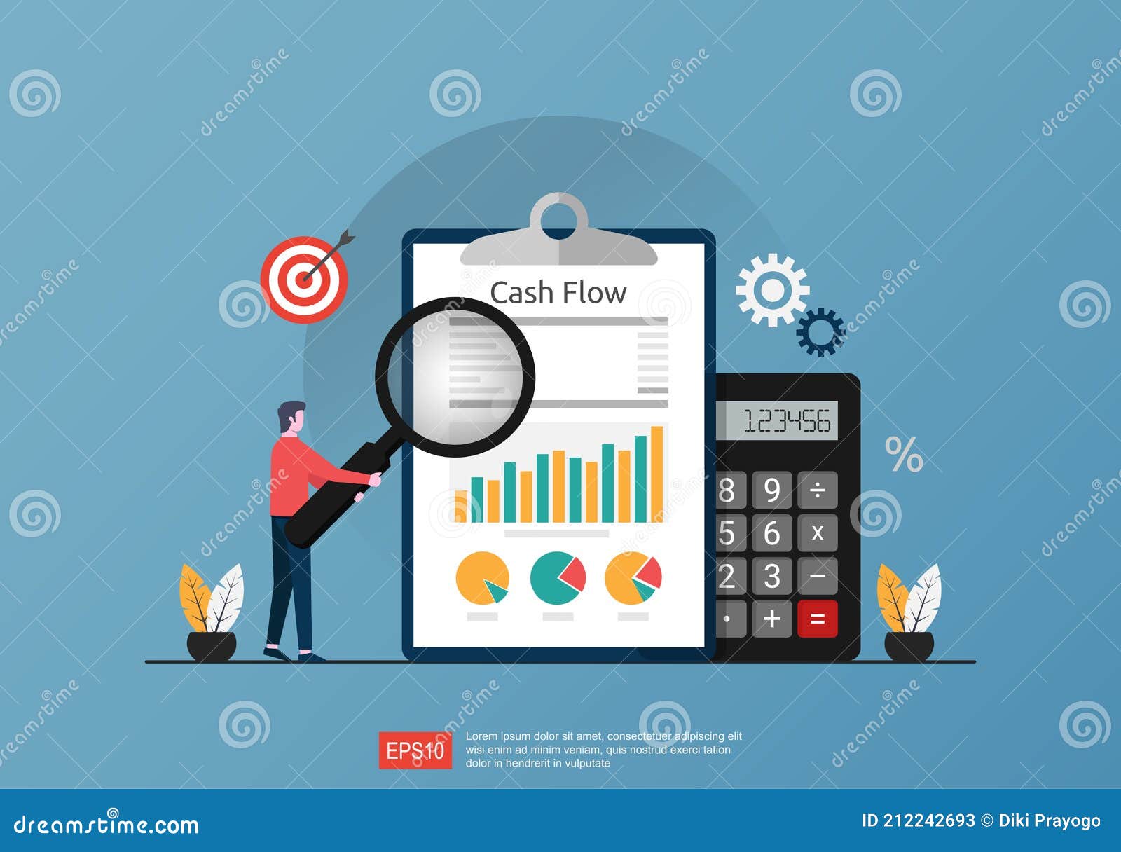 Cash Flow Statement Concept with Calculator and Graph Document Symbol ...