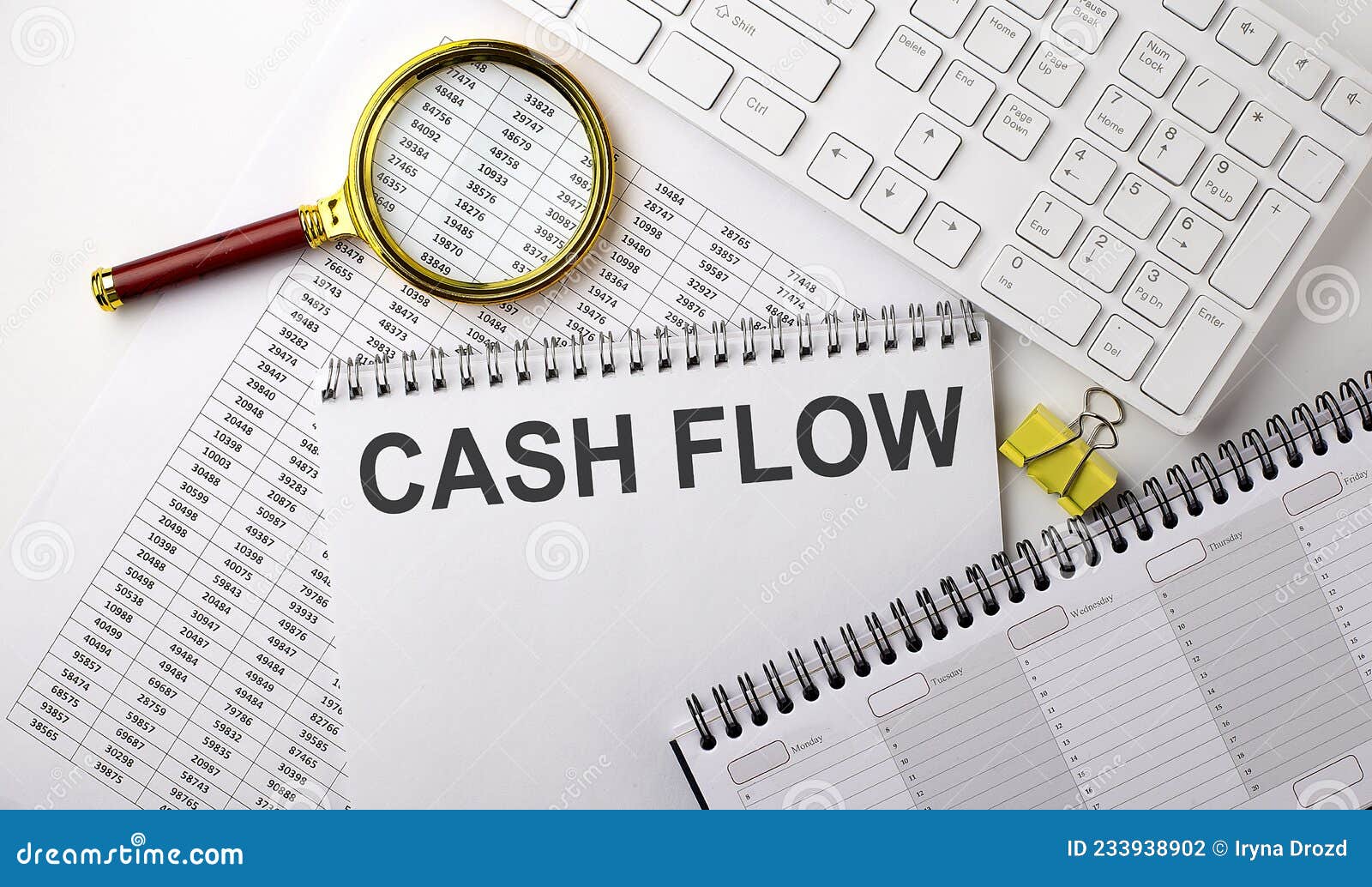 CASH FLOW Text Written on a Notebook on Chart with Keyboard and ...
