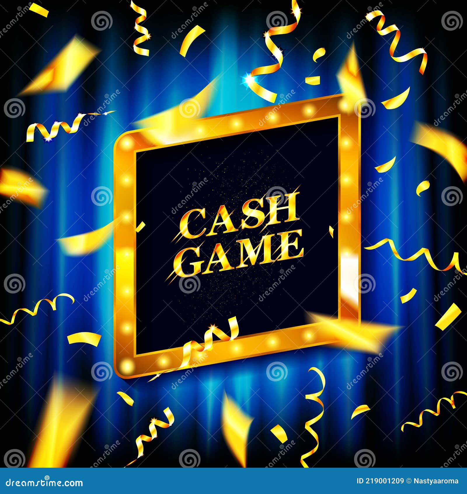 Cash Game. Gold Frame, Banner Stock Vector - Illustration of jackpot ...