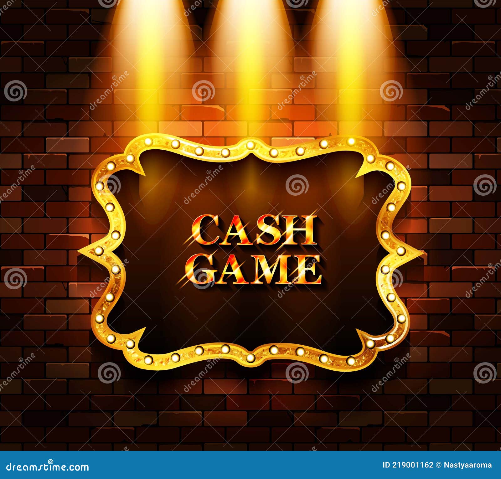 Cash Game. Gold Frame, Banner Vector Illustration Stock Vector ...