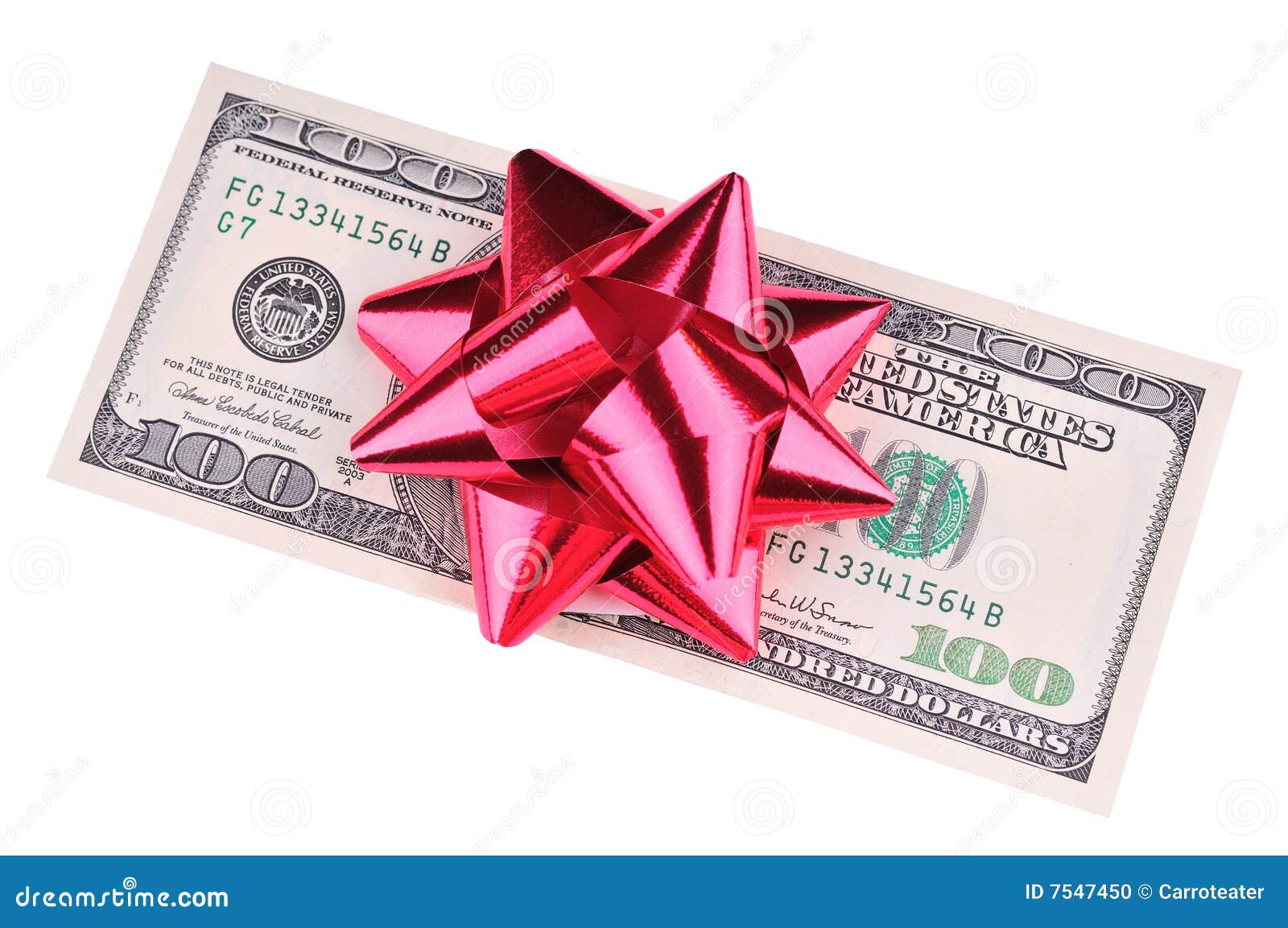 Cash gift stock photo. Image of cash, decoration, bill - 7547450