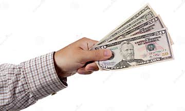 Cash in Hand Isolated on White Stock Photo - Image of arguing, paying ...