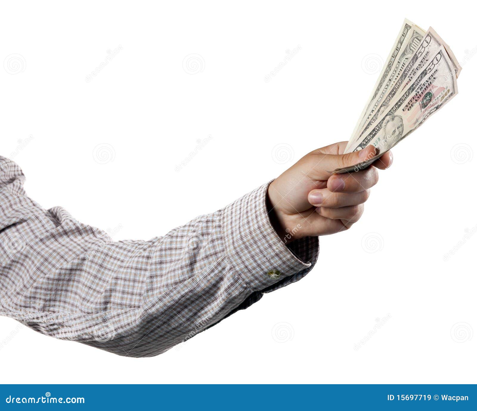 Cash in Hand Isolated on White Stock Image - Image of inside, home ...
