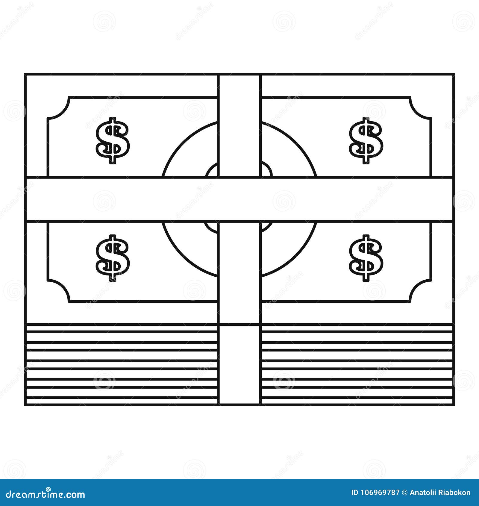 Cash icon, outline style. stock vector. Illustration of cash - 106969787