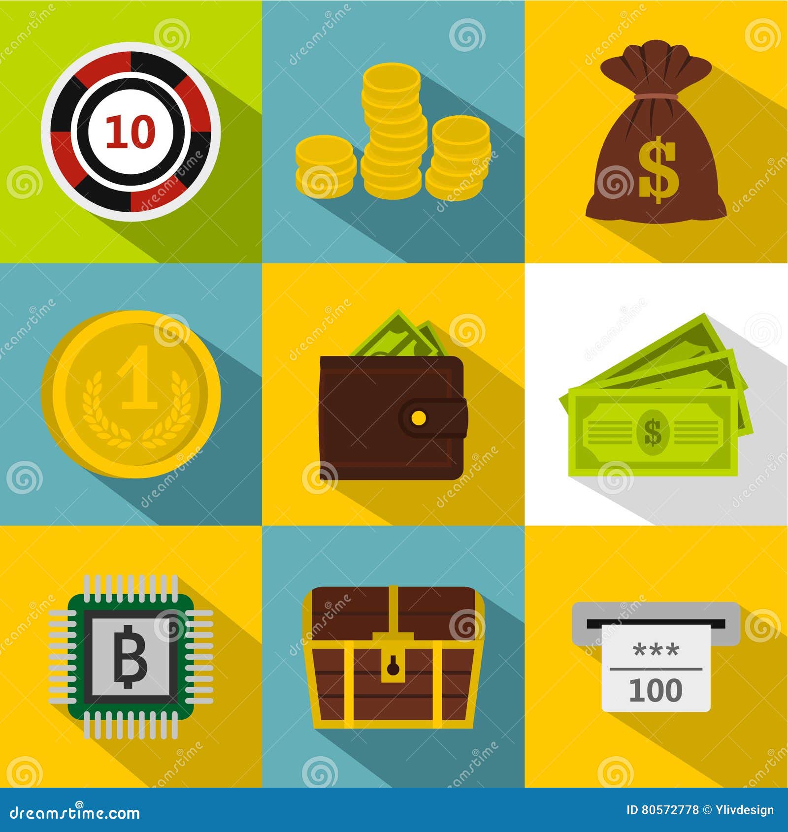 Cash icons set, flat style stock vector. Illustration of exchange ...