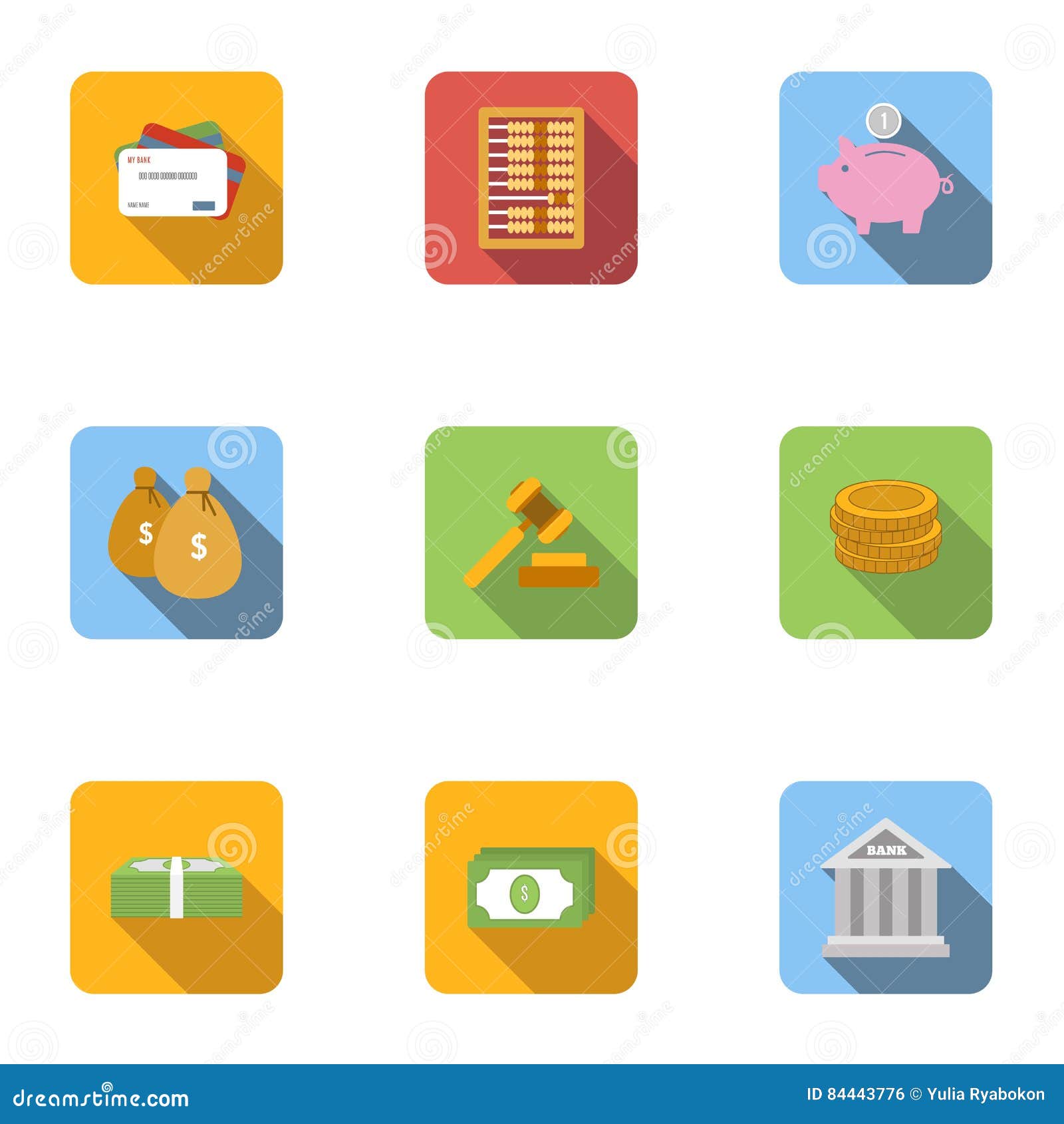 Cash icons set, flat style stock vector. Illustration of drawn - 84443776