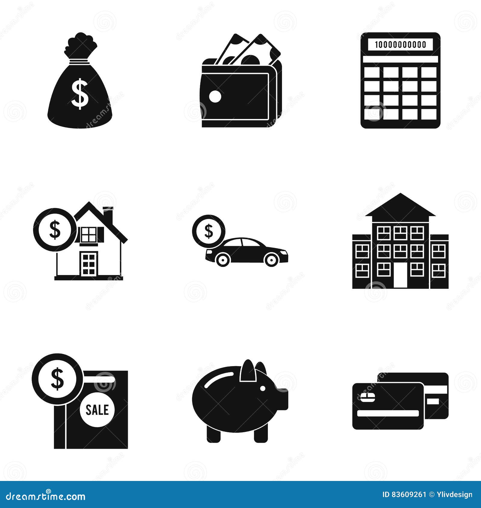Cash Icons Set, Simple Style Stock Vector - Illustration of purse ...