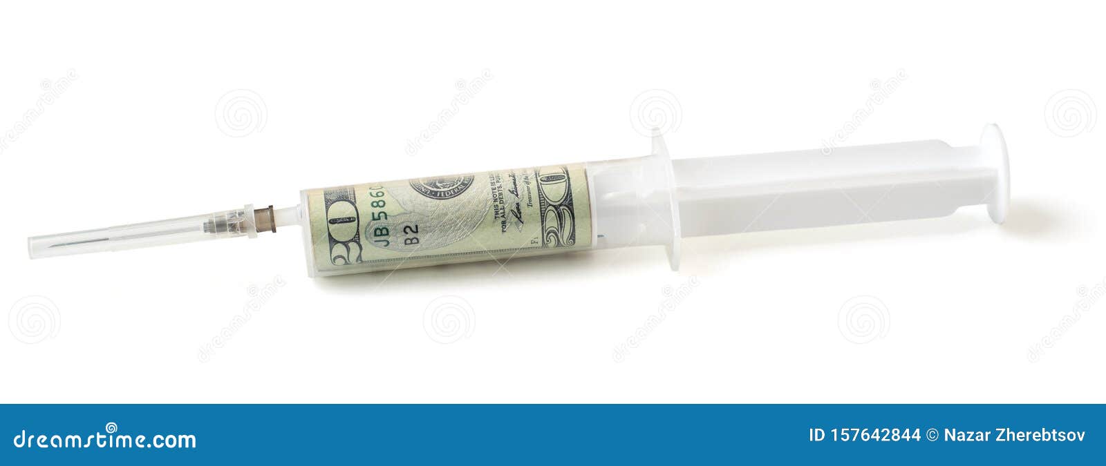 Cash Injections: a Syringe with a Dollar Inside on White Background ...