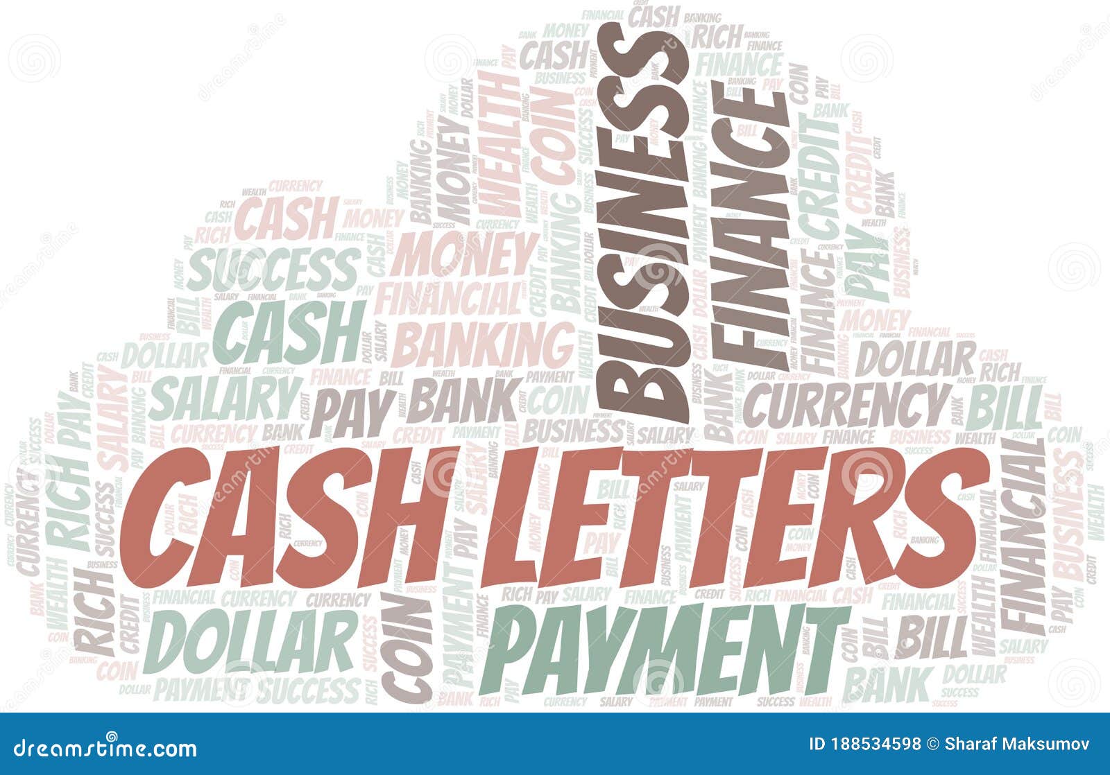 Cash Letters Typography Vector Word Cloud. Stock Vector - Illustration ...
