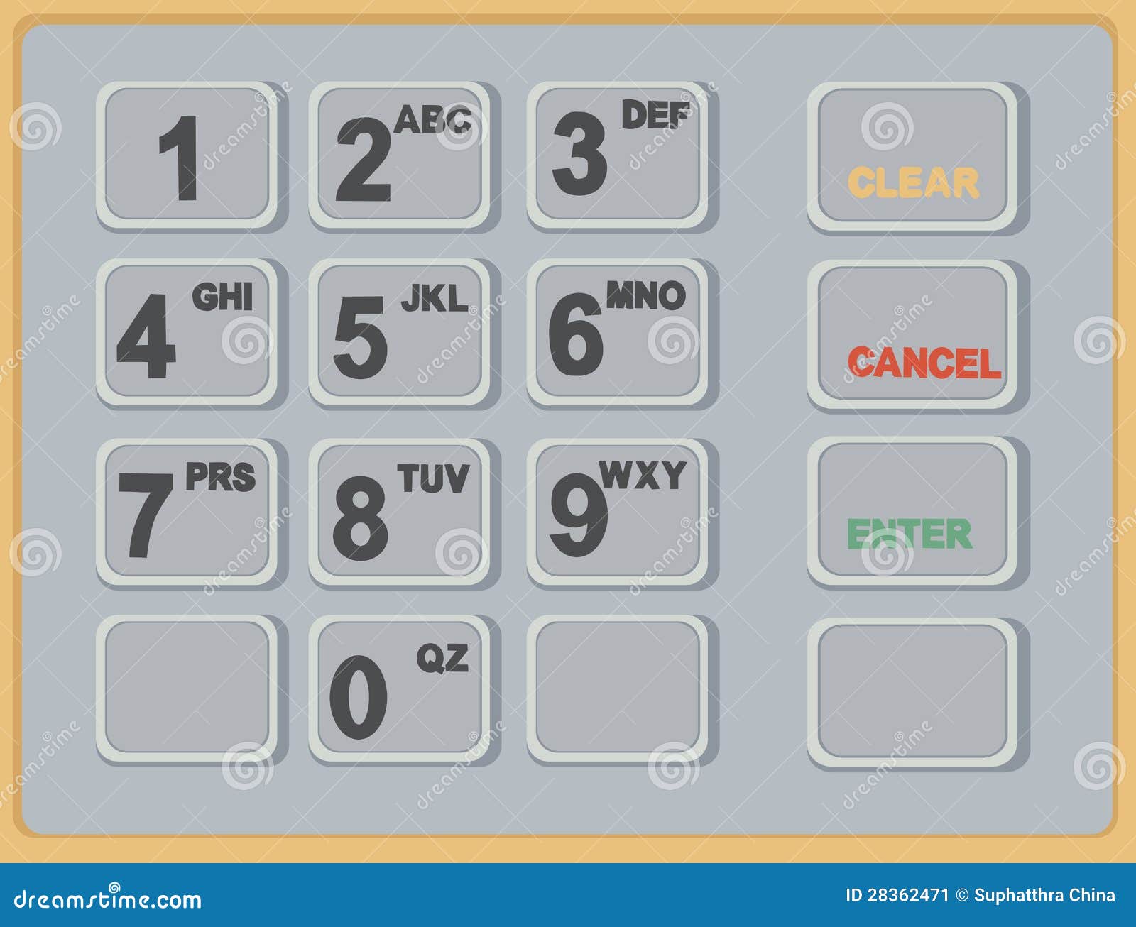 Cash Machine ATM Keypad stock vector. Illustration of password - 28362471