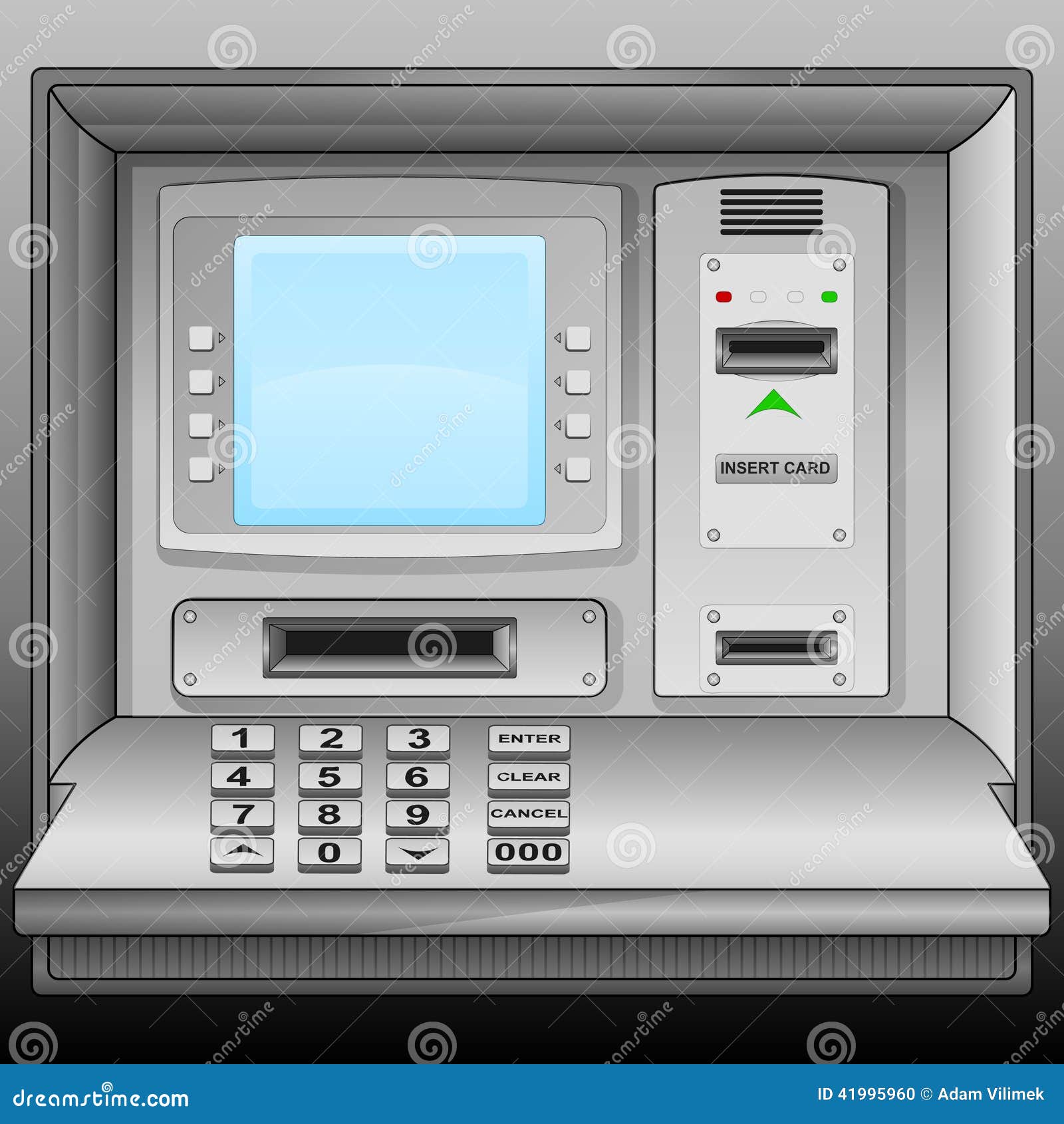 Cash Machine with Blue Blank Screen Stock Illustration - Illustration ...
