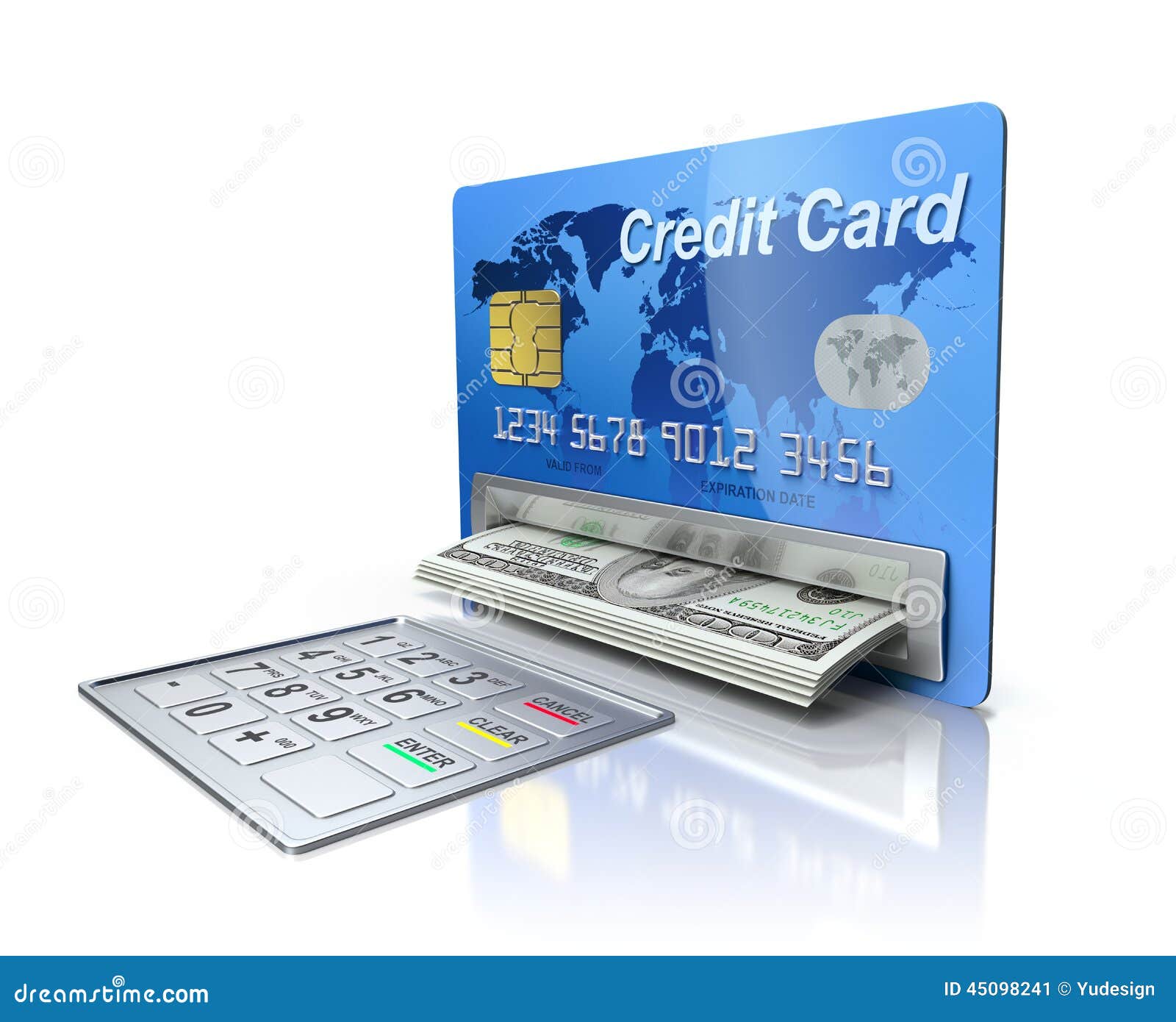 Cash Machine in the Credit Card Stock Illustration - Illustration of ...