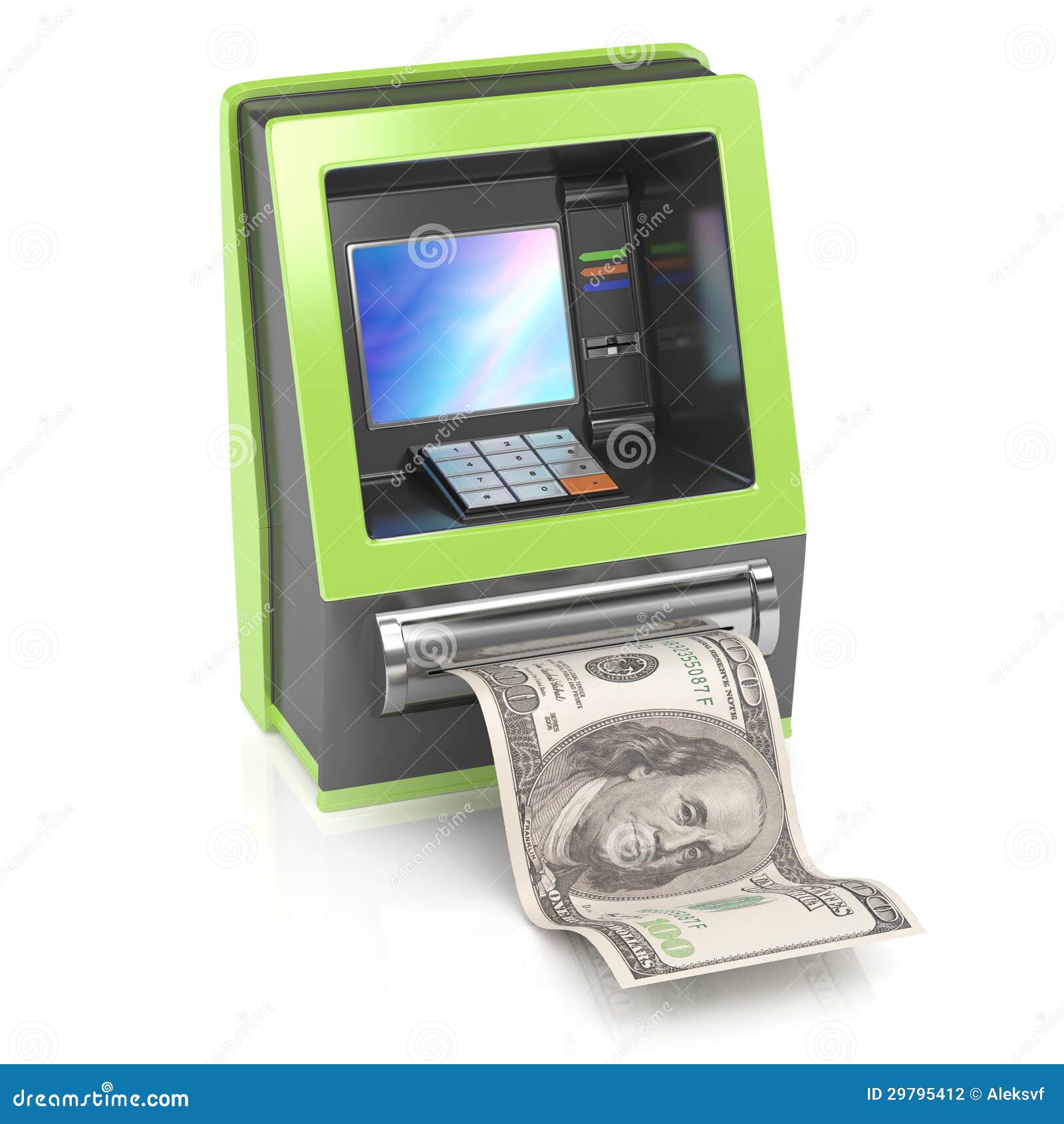 Cash Machine with Dollar Bill Stock Illustration - Illustration of ...