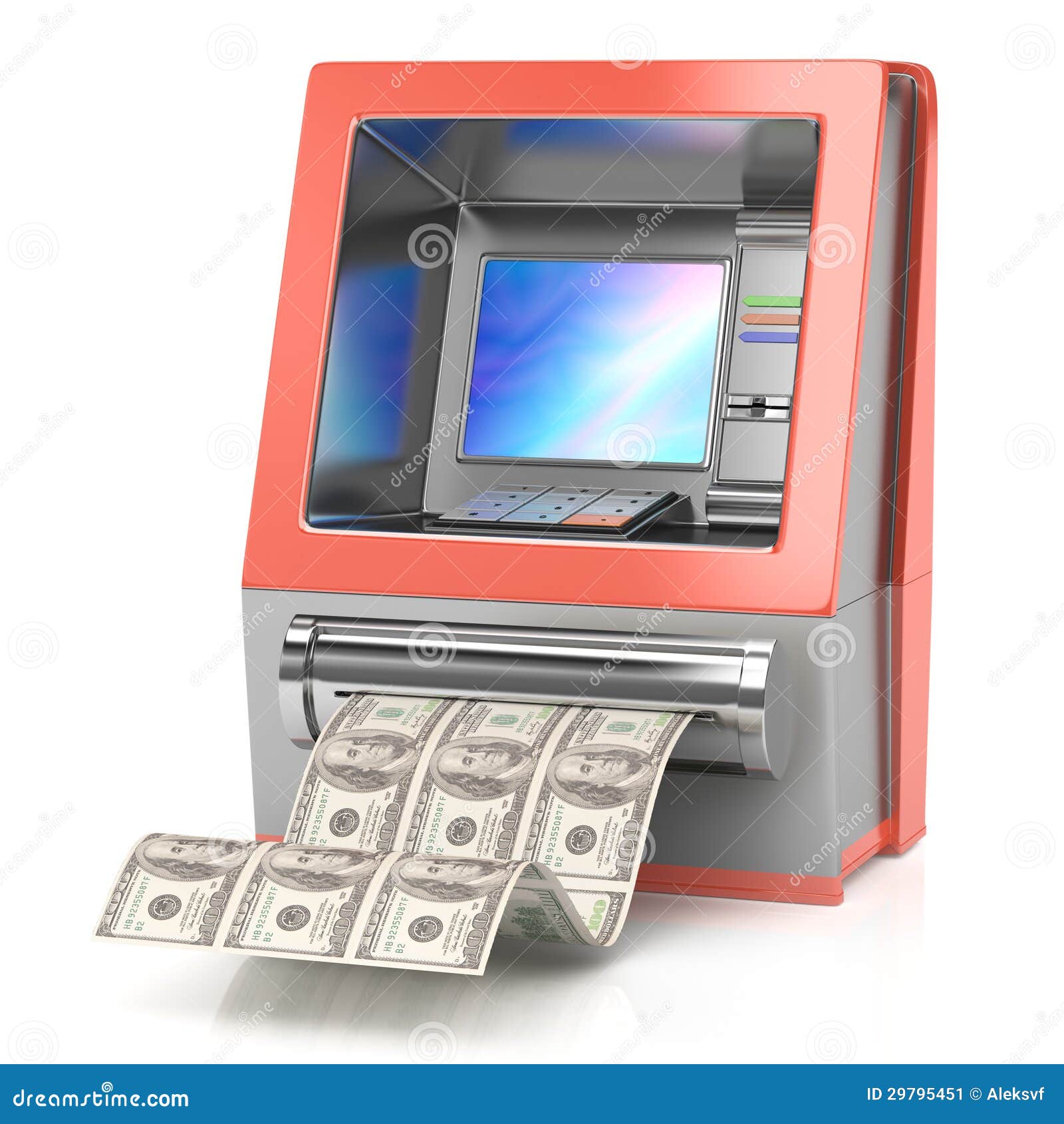 Cash machine with dollars stock illustration. Illustration of money ...