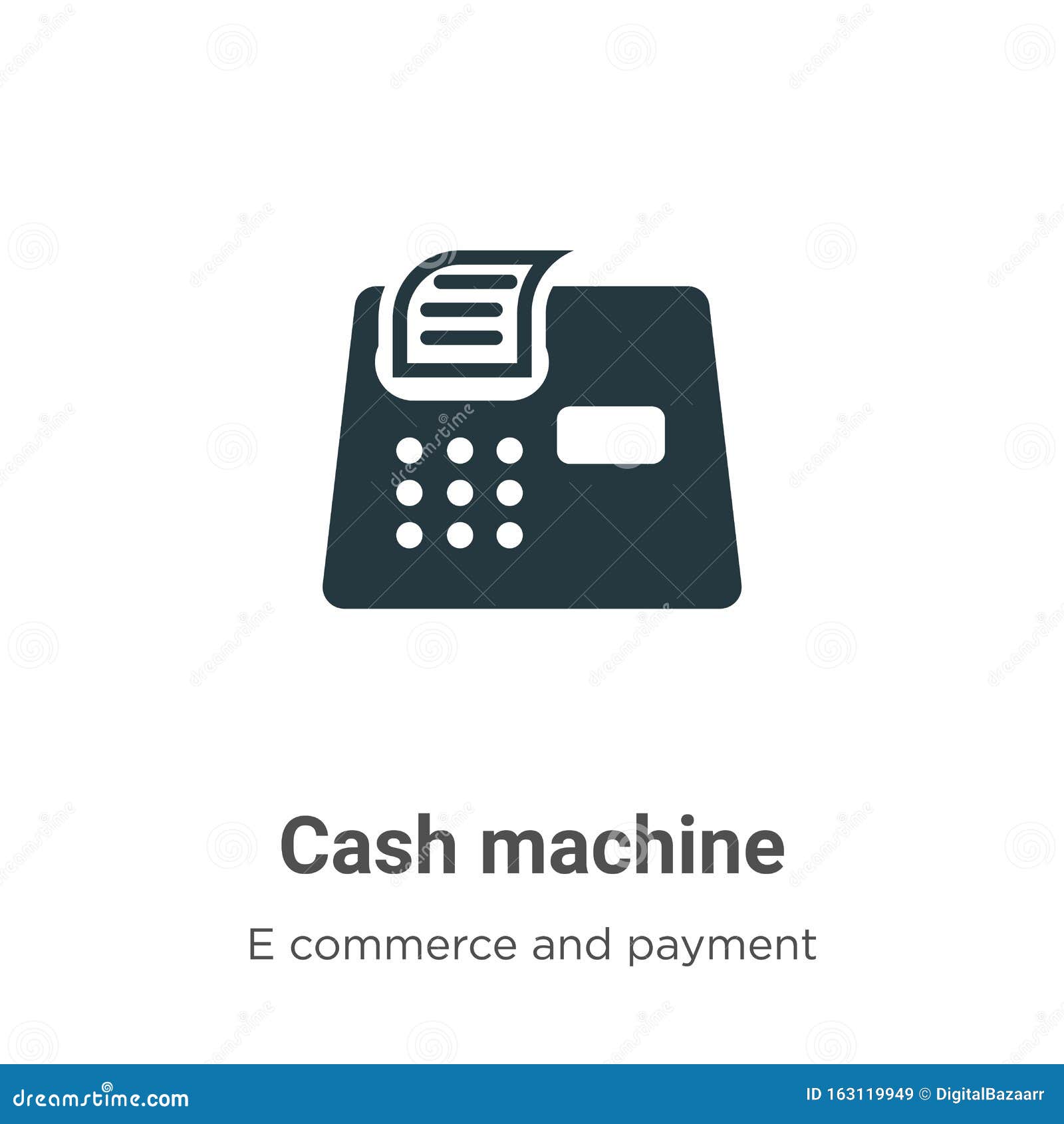 Cash Machine Vector Icon on White Background. Flat Vector Cash Machine ...