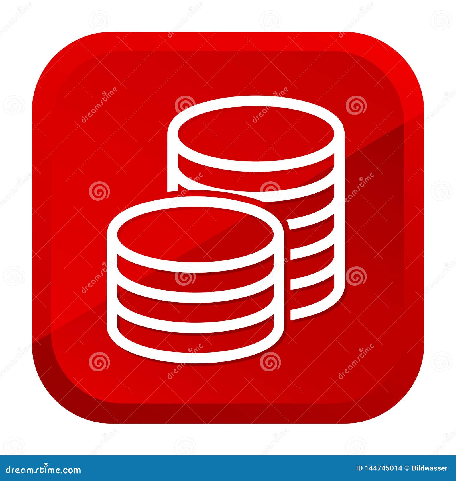 Cash Money Coins Icon. Red Button Stock Vector - Illustration of ...