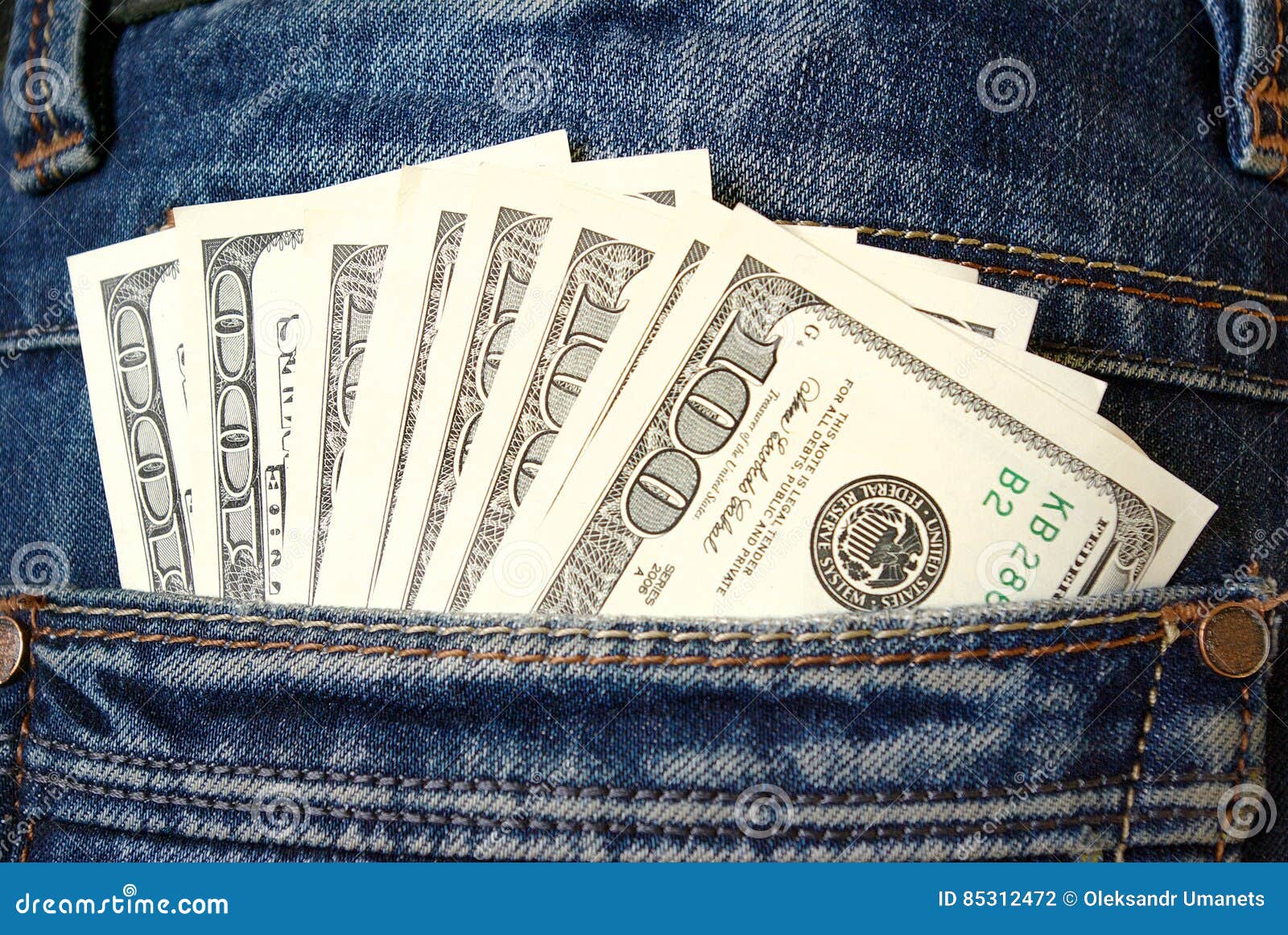 Cash, Money is in the Pocket of Blue Jeans Stock Photo - Image of levis ...