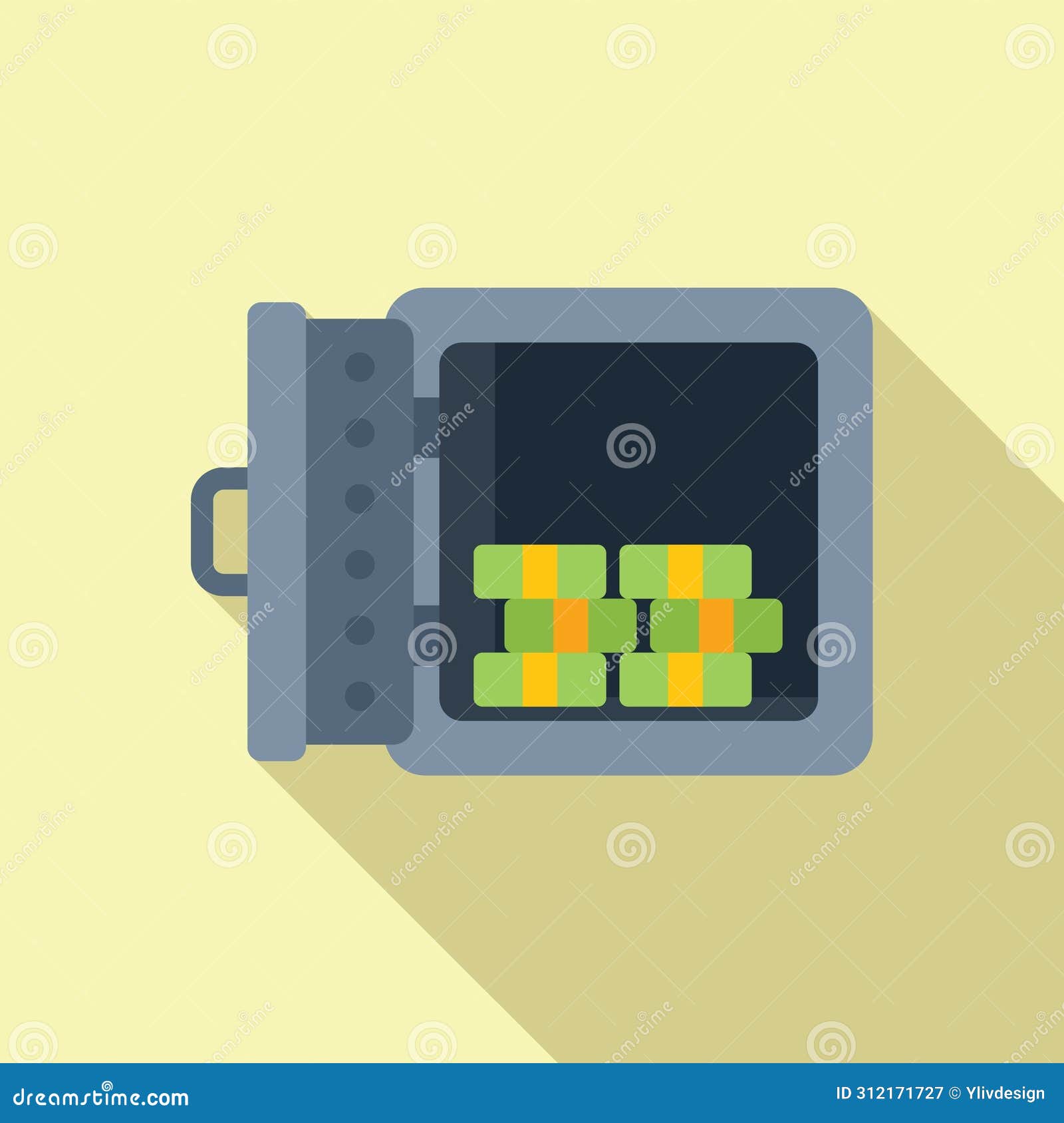 Cash Money in Secured Safe Icon Flat Vector. Key Locker Stock ...