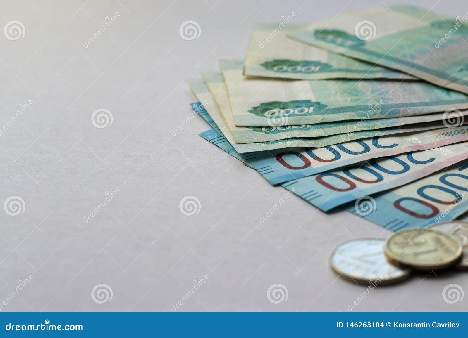 Cash Notes and Small Change on the Table Stock Photo - Image of russian ...