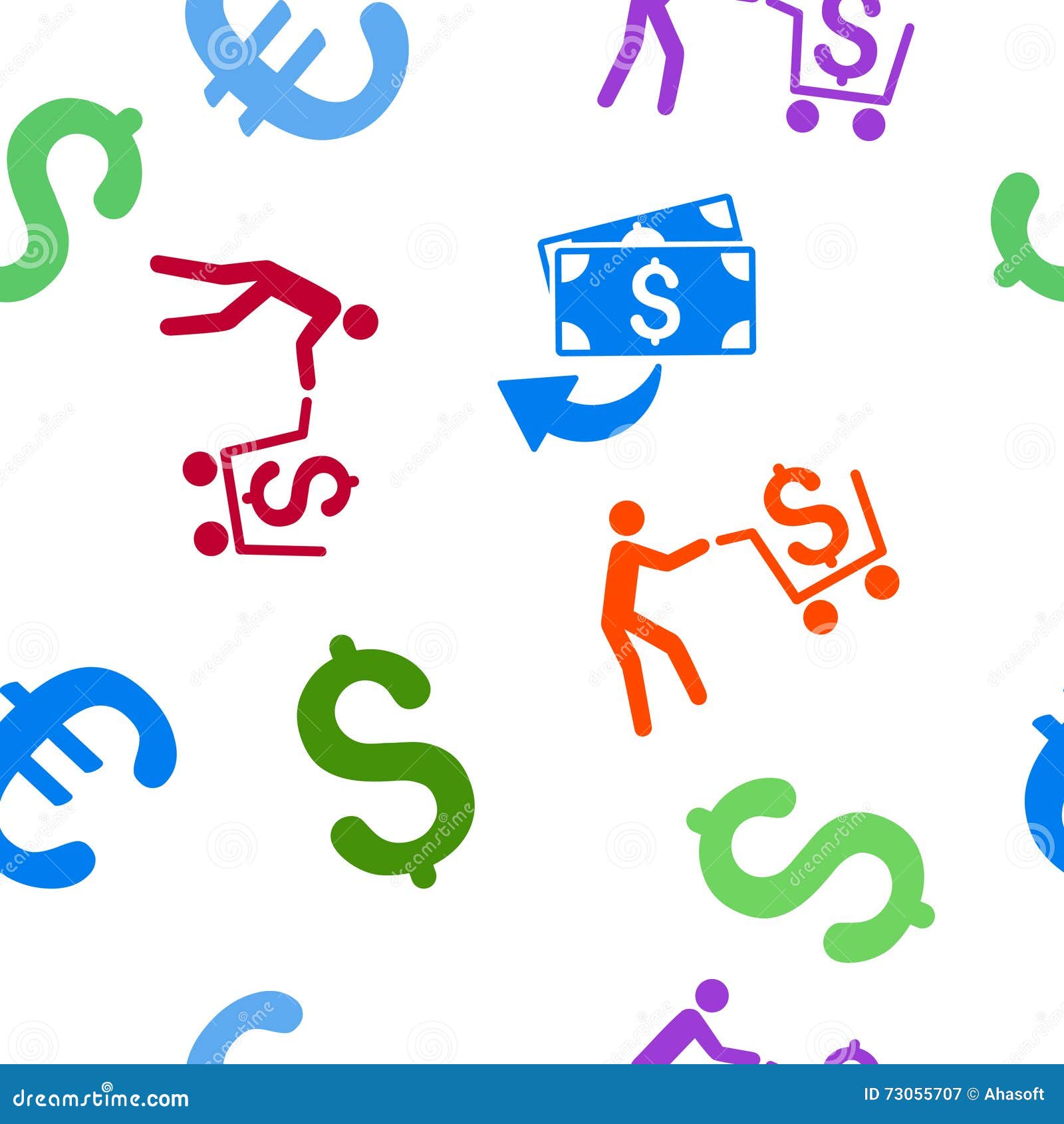 Cash Out Flat Vector Seamless Pattern Stock Vector - Illustration of ...