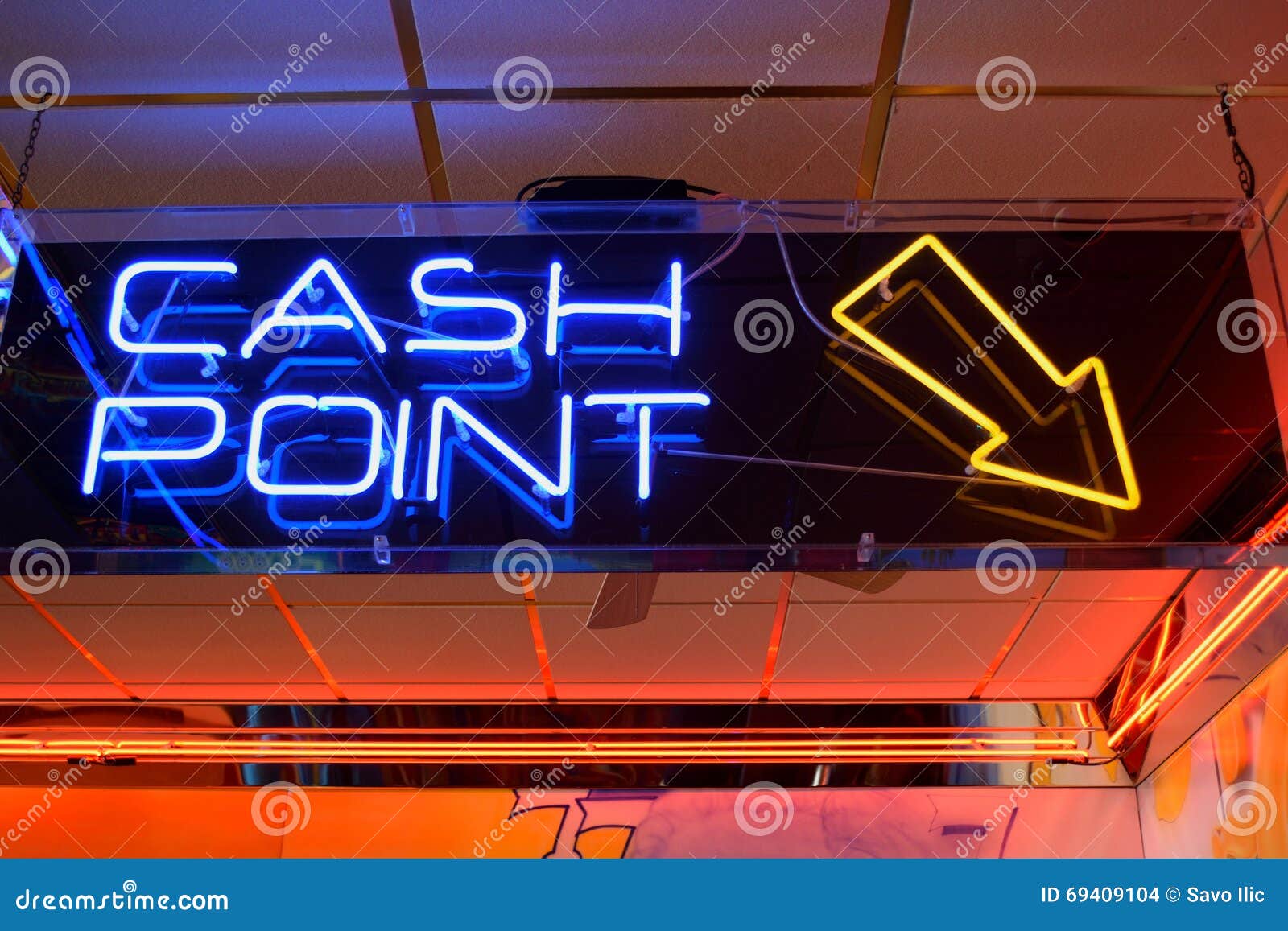 CASH POINT stock photo. Image of nightlife, design, neon - 69409104