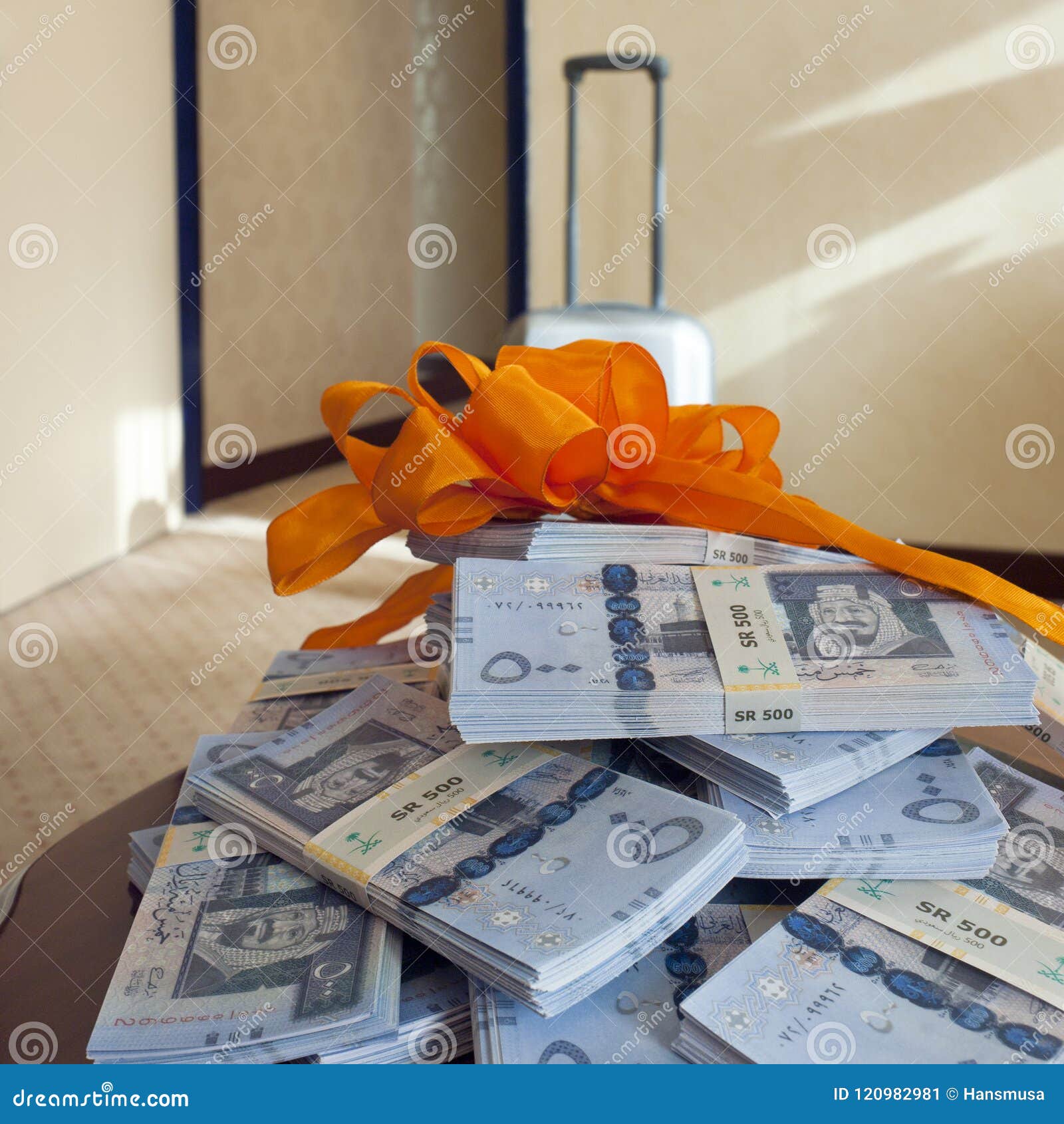 Cash Prize, Stacks of Saudi Riyal Banknotes on a Table Stock Image ...