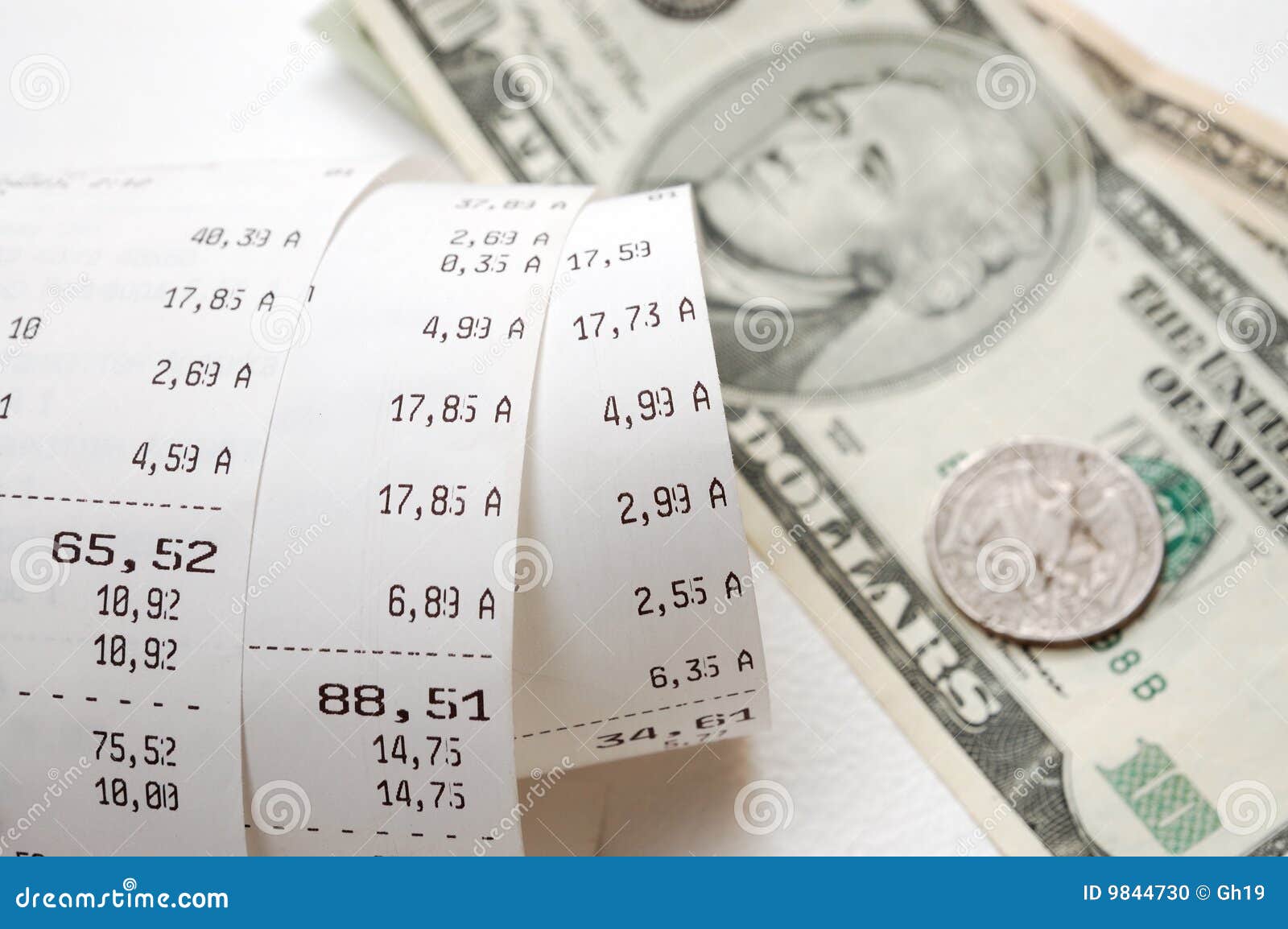 Cash receipt stock photo. Image of retail, change, close - 9844730