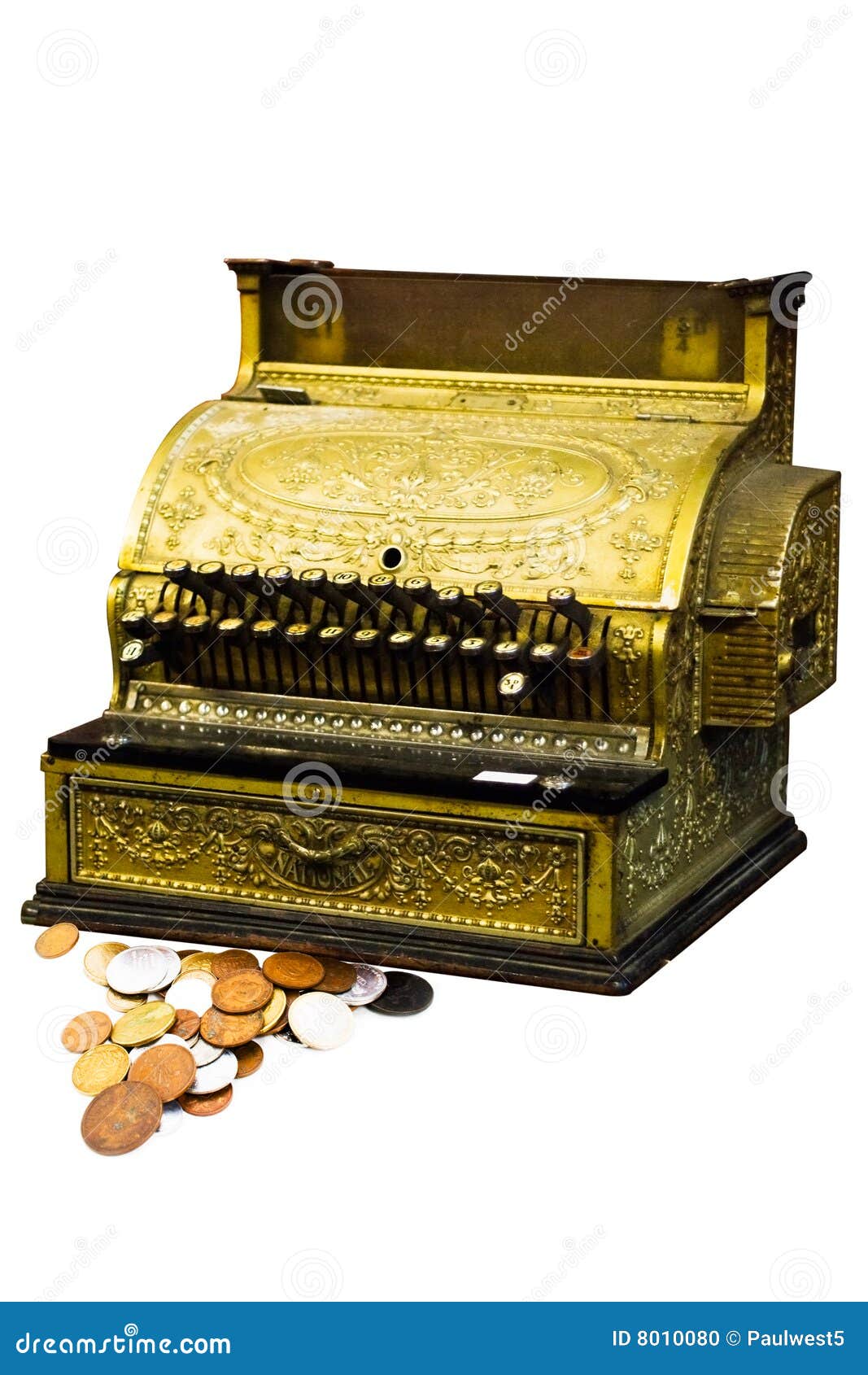 Cash register with coins stock photo. Image of cash, coins - 8010080