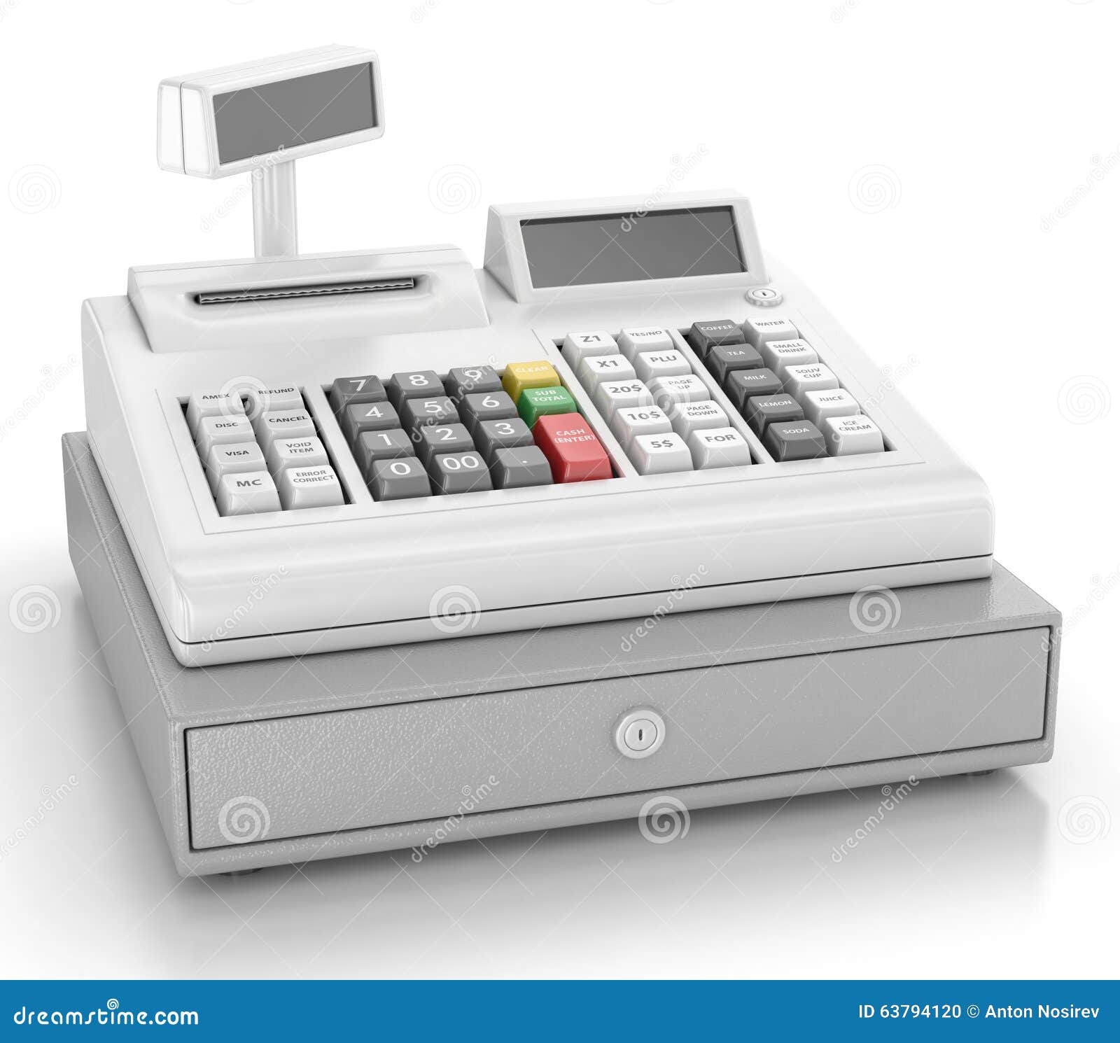 Cash register stock illustration. Illustration of money - 63794120