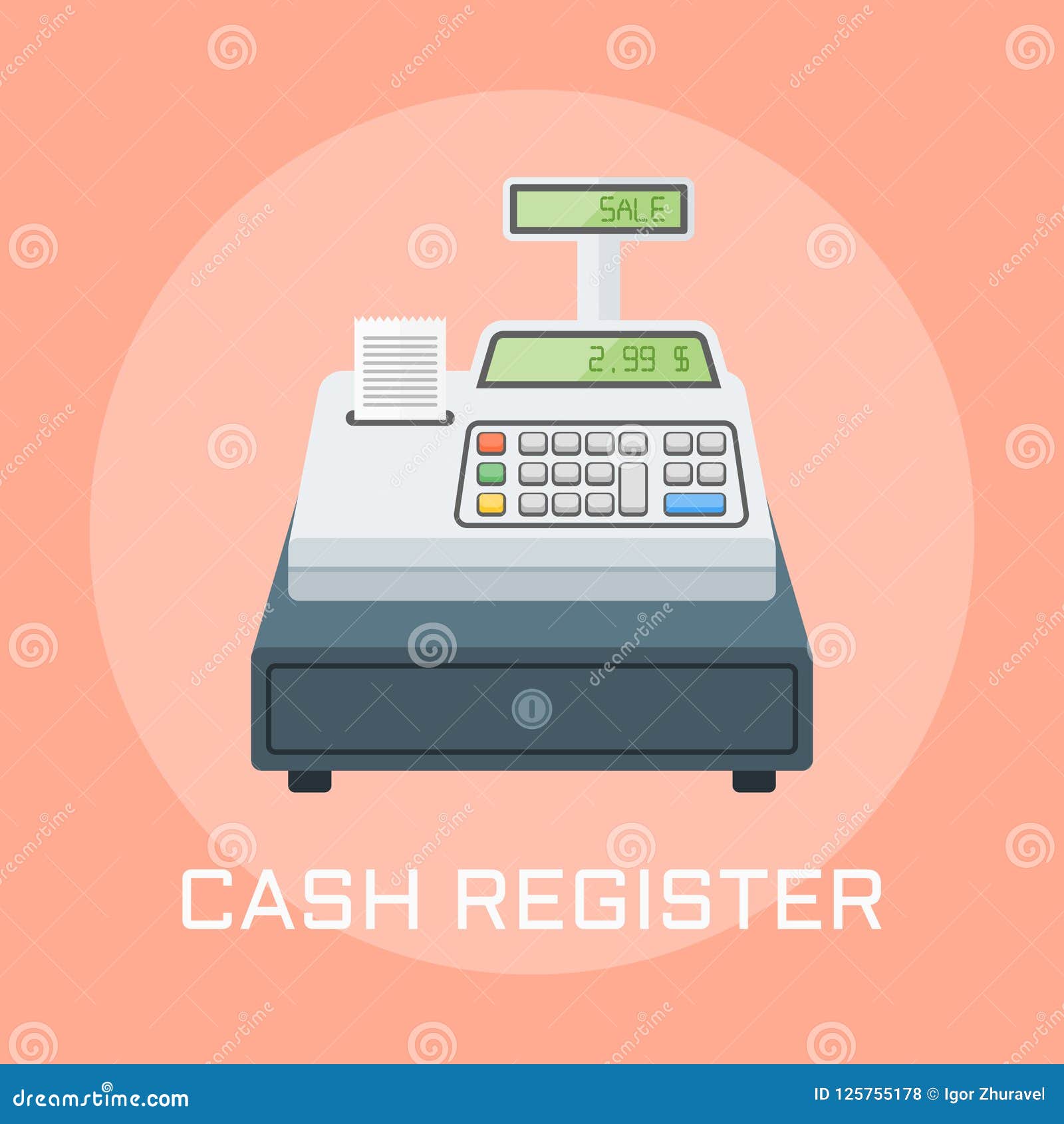 Cash Register Flat Design Vector Illustration Stock Vector ...
