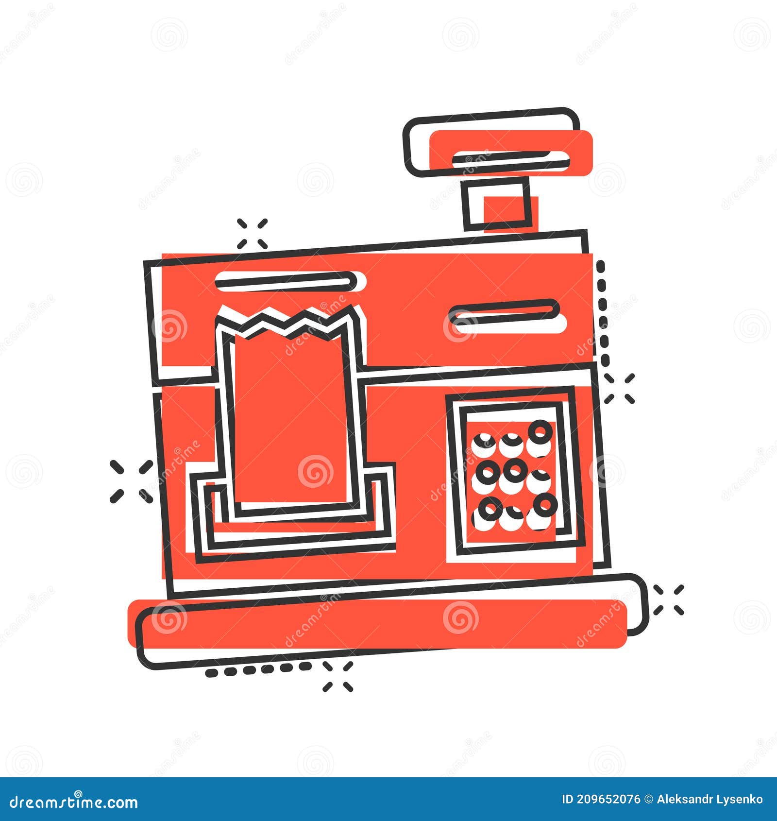 Cash Register Icon in Comic Style. Check Machine Cartoon Vector ...